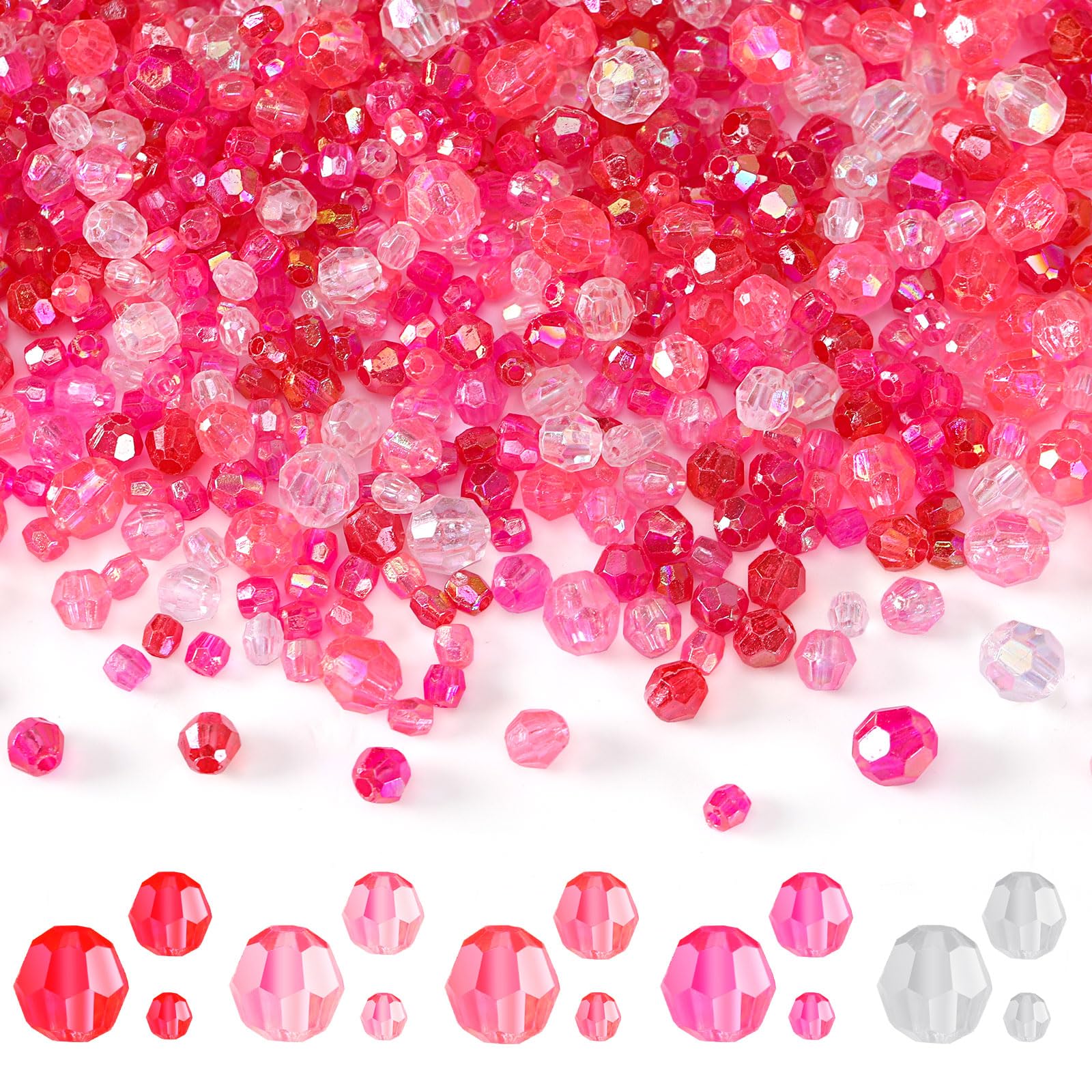 Amazon.com: UPINS Valentine's Day Beads,1200Pcs Red Pink Crystal Beads ...