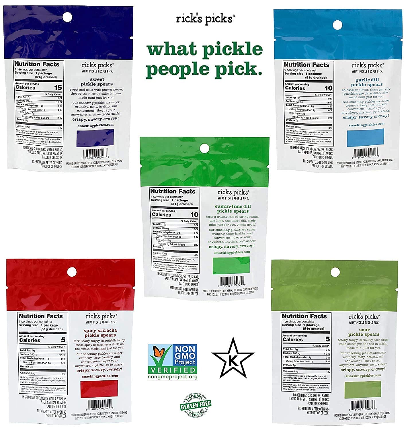 Snapklik.com : Ricks Picks Snacking Pickles, Tasters Variety Pack ...