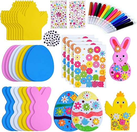 Amazon.com: ELECLAND 208 Pcs Easter Foam Stickers Set Easter Bunny ...
