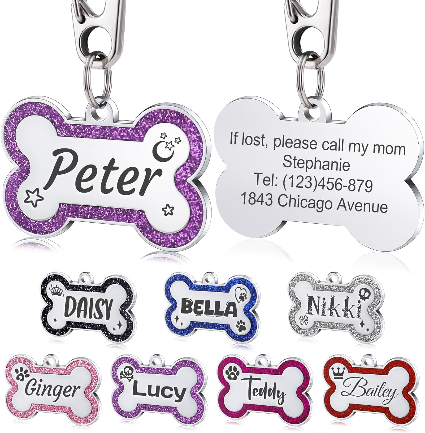 Amazon.com: Personalized Dog Tags Stainless Steel Pet ID Tags with ...