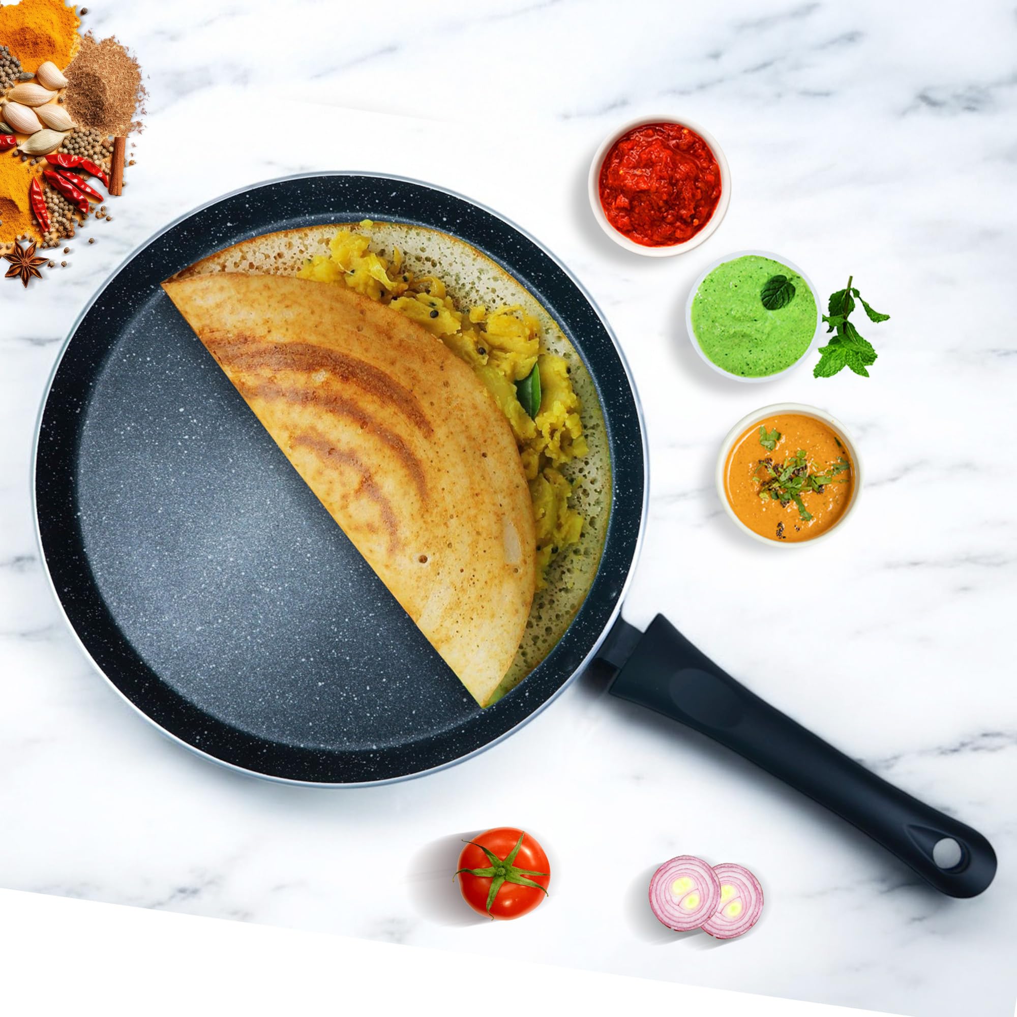 Buy SOLARA Granite Dosa Tawa Non Stick Pan 28cm, Dosa Tawa Induction ...