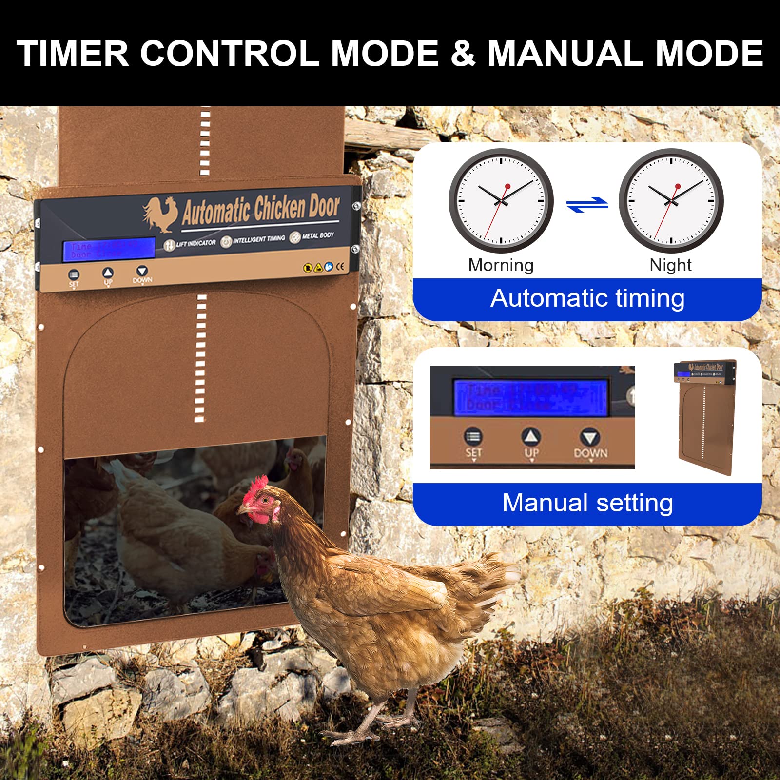 GIFANK Automatic Chicken Coop Door with Timer Waterproof Chicken Coop ...