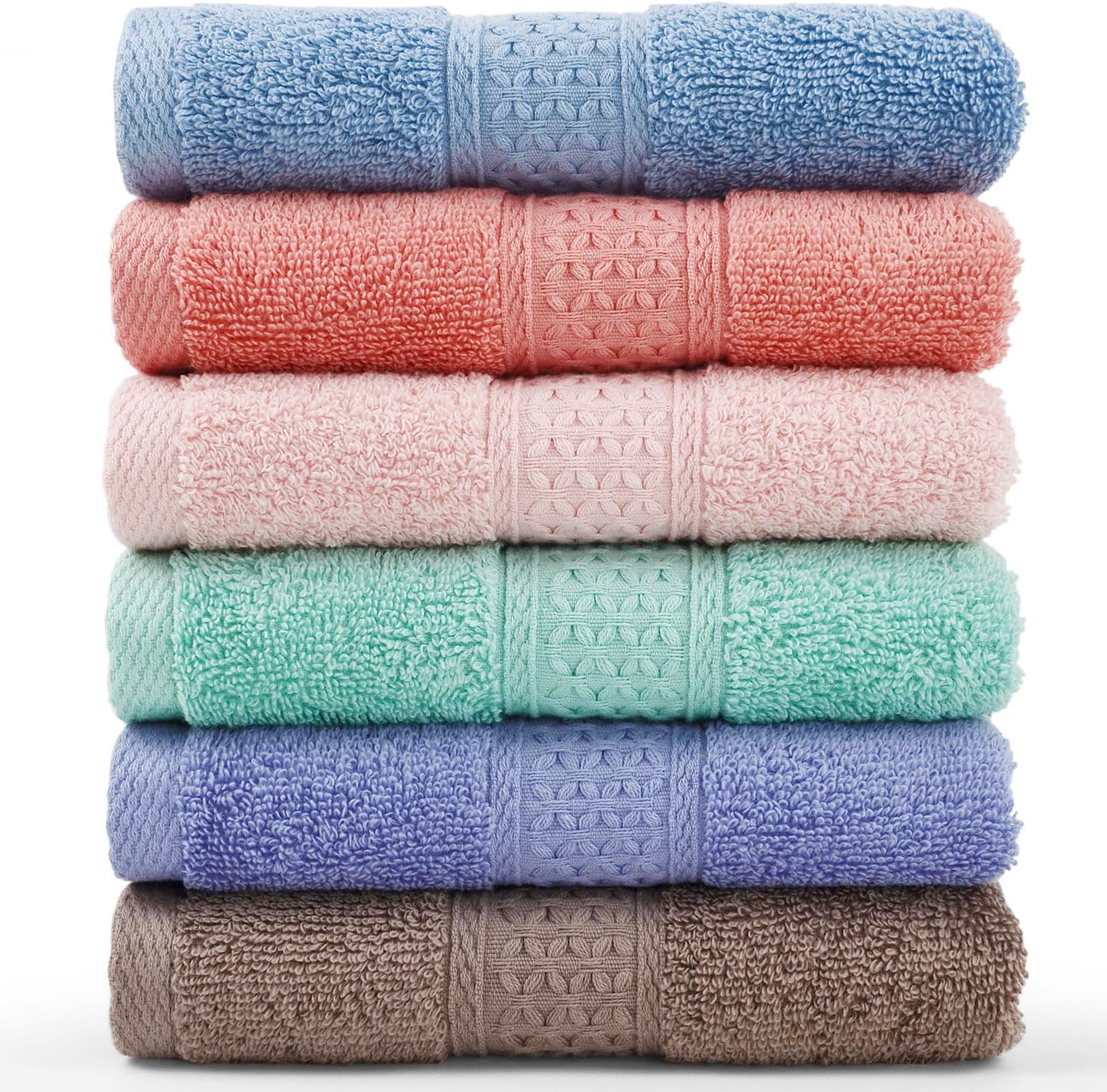 Amazon.com: LANE LINEN Washcloths 6 Pack - 100% Cotton Wash Cloths for ...