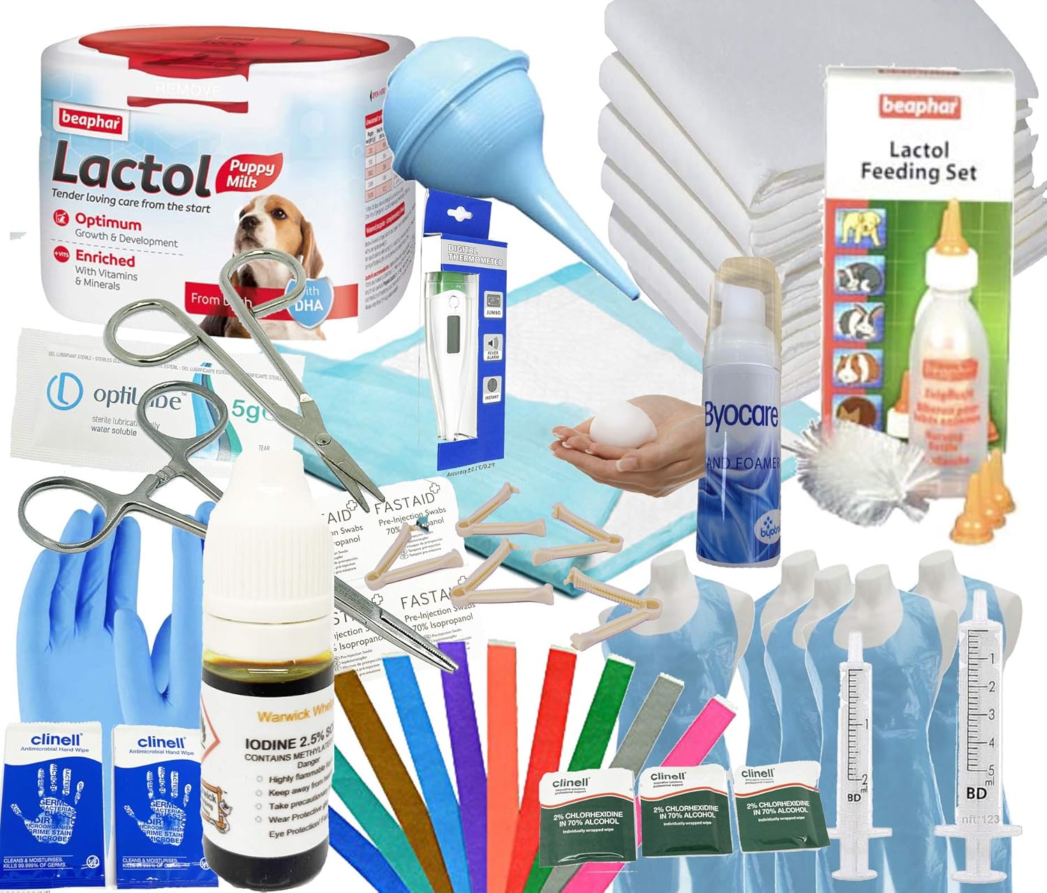 Warwick Choice Whelping Kit, Iodine, Forceps, Scissors, Cord Clamps ...
