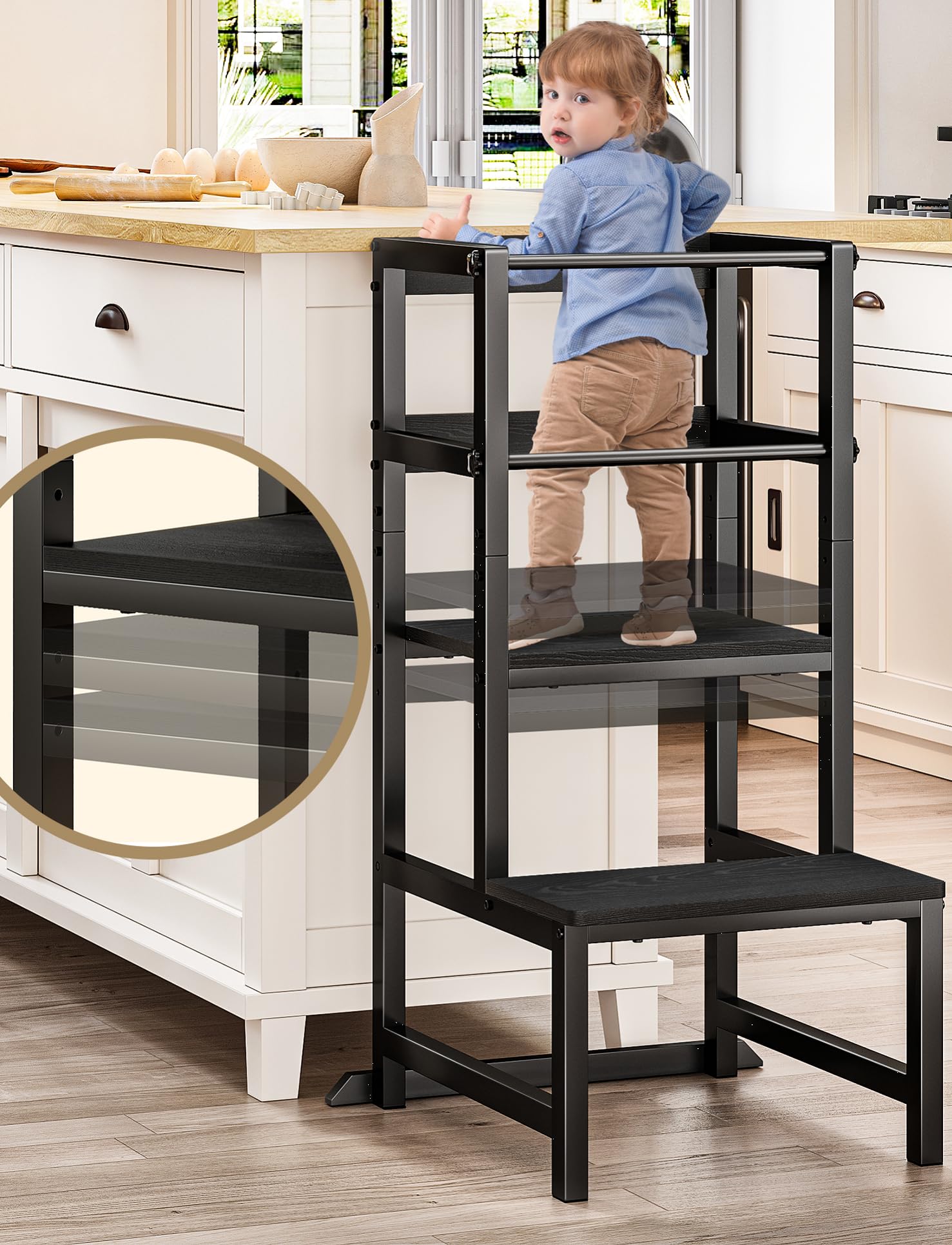 Amazon.com: Kitchen Step Stool for Toddlers, Height Adjustable Toddler ...