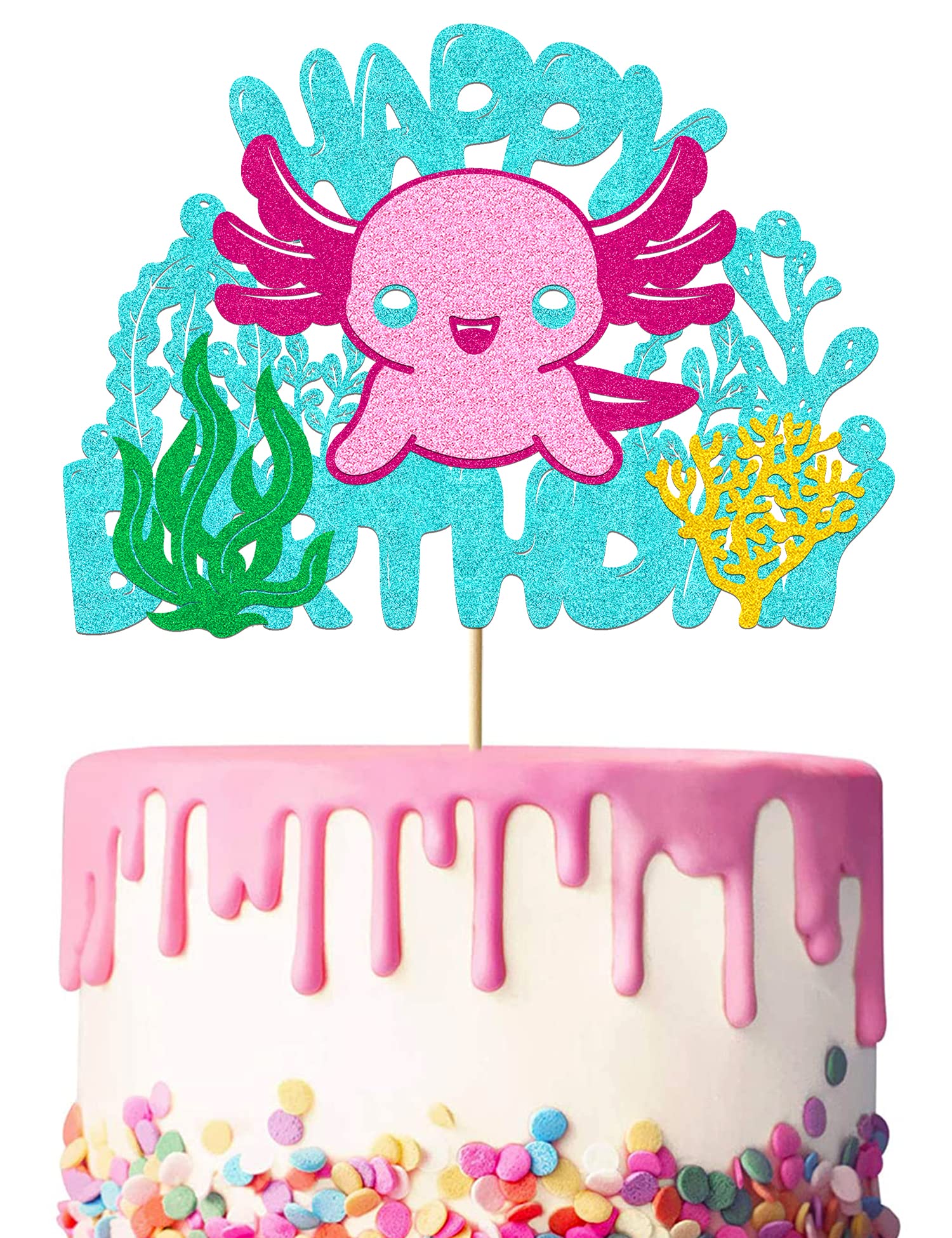 Axolotl Cake Topper Axolotl Cake Decorations Glitter Blue Axolotl Cake ...