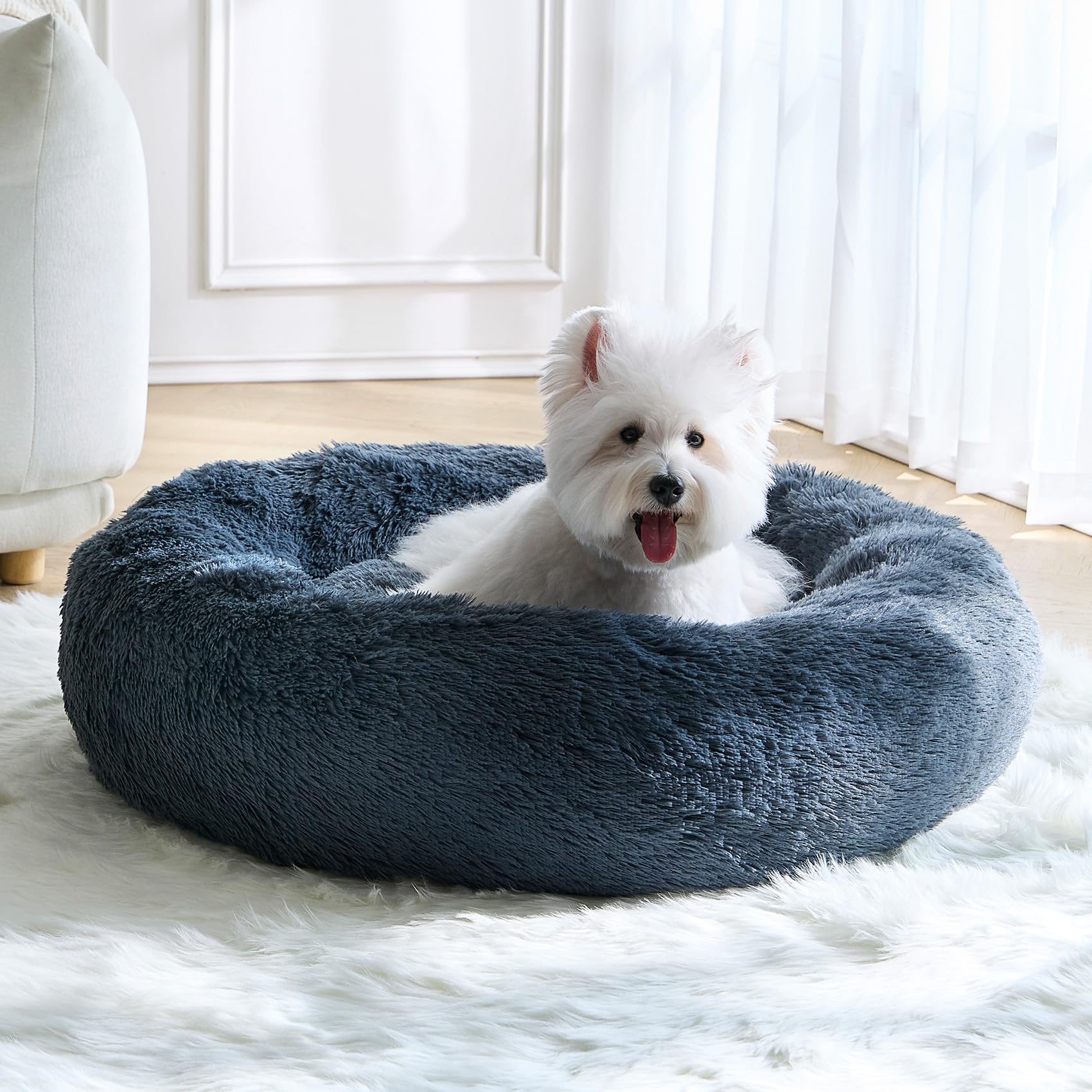 Amazon.com : Calming Small Dog Bed & Cat Bed, Donut Fluffy Anti-Anxiety ...