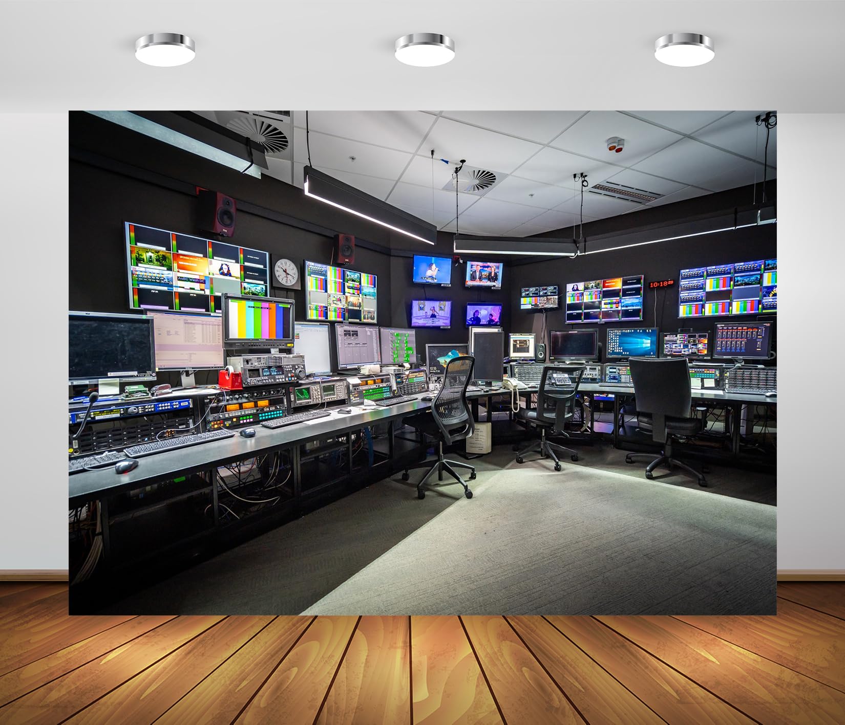 Amazon.com : BELECO 7x5ft Fabric News Studio Backdrop Virtual News ...