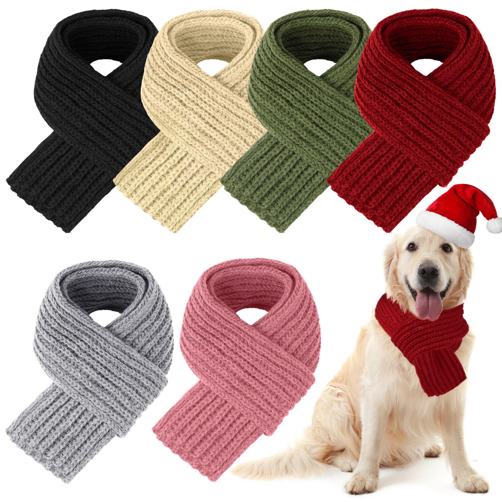 Amazon.com : Yeyeplum 6 Pcs Winter Dog Knitted Scarf Pet Bandanas Dog ...