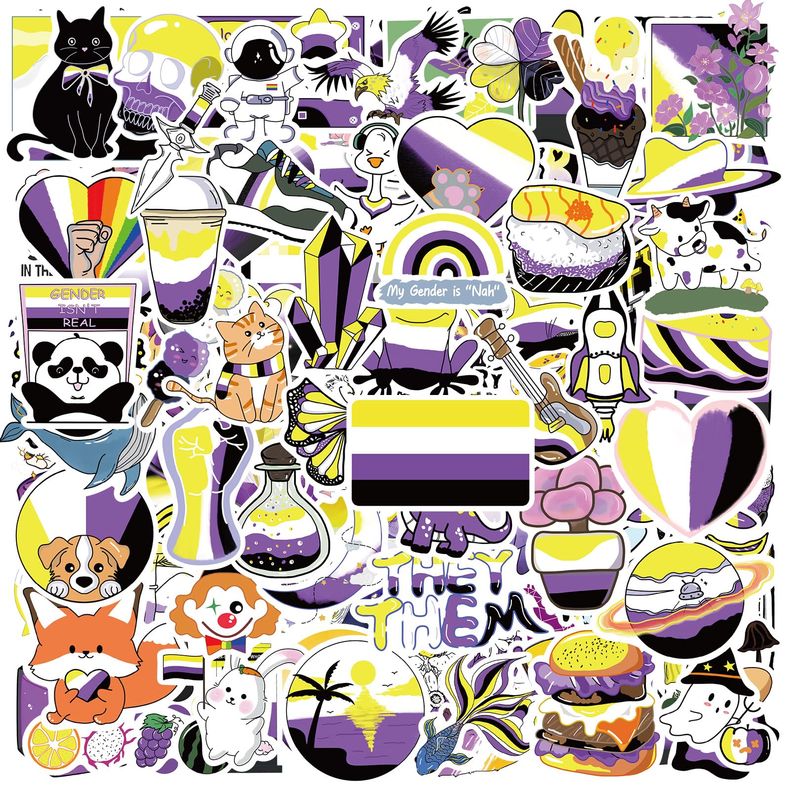 Amazon.com: MEPLUM Non Binary Pride Stickers, 100 Pcs Pride Stickers ...