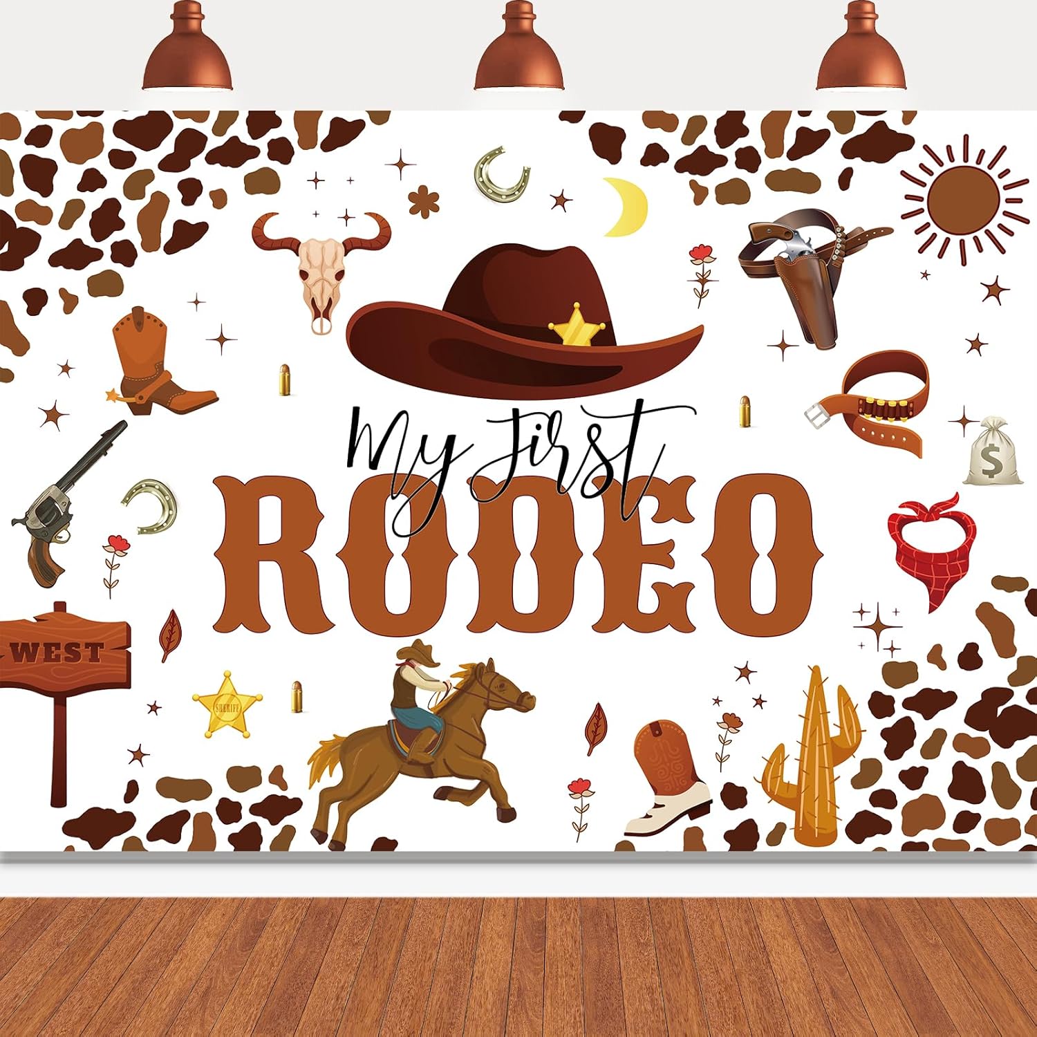 Amazon.com : My First Rodeo Backdrop, 7x5FT | Cowboy Banner Background ...