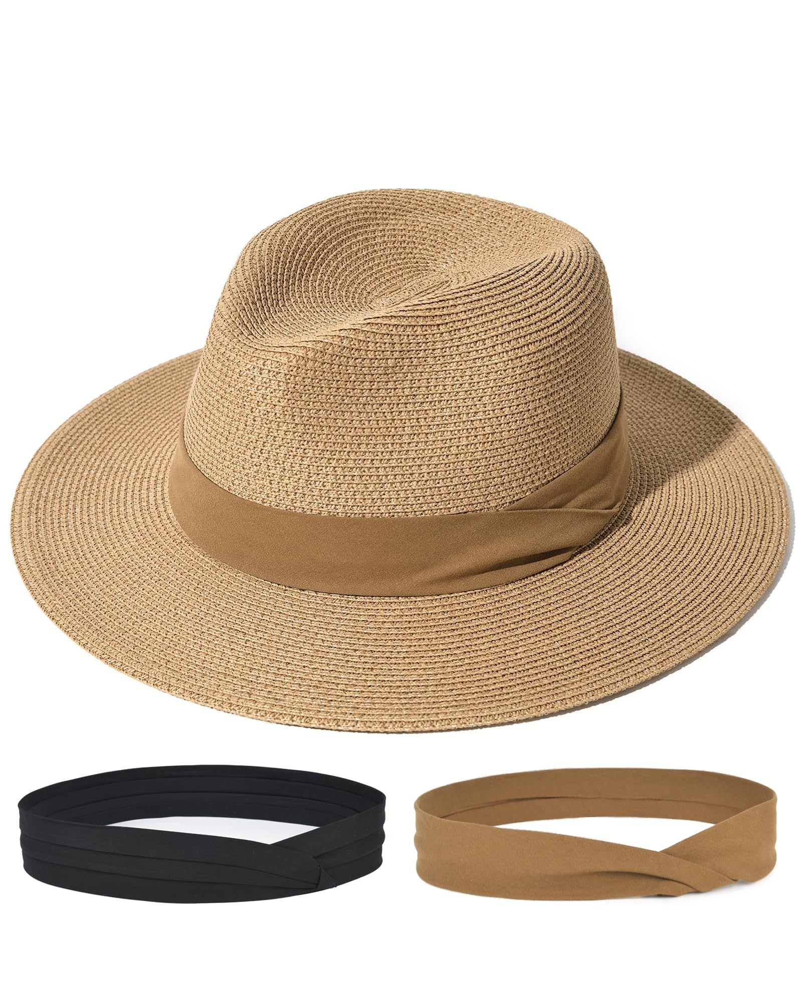 Snapklik.com : Sun Hats For Women Men Panama Hat Wide Brim Fedora Straw ...