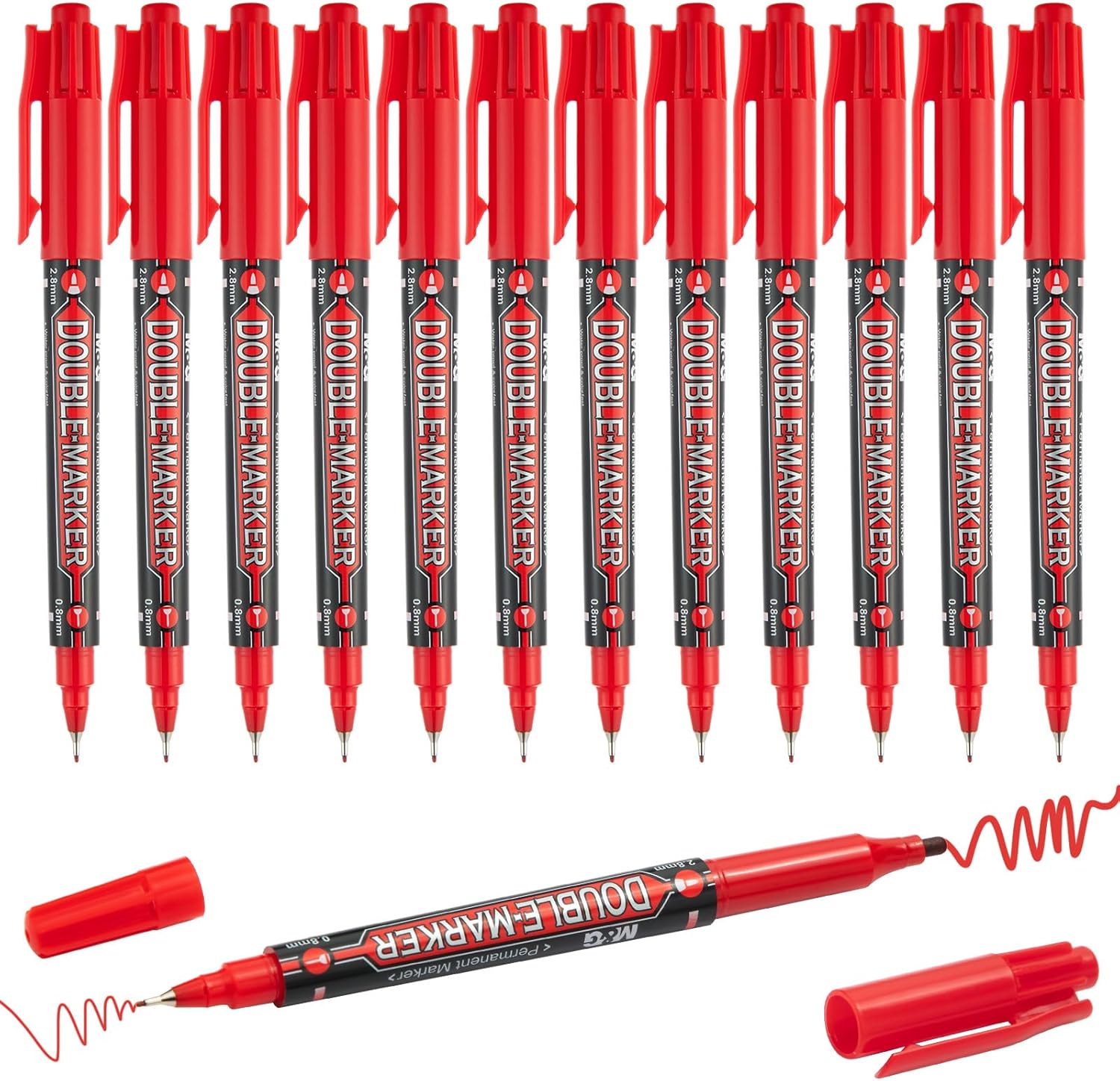 Amazon.com: M&G Red Drawing Pens, 12 Pack Red dual tip Permanent ...