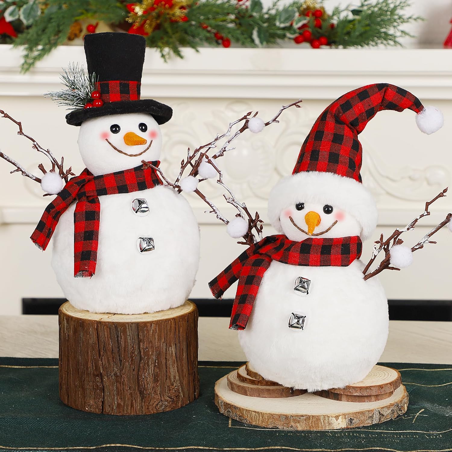Amazon.com: Lulu Home 2 Packs Christmas Snowman Decorations, 15.4" H ...