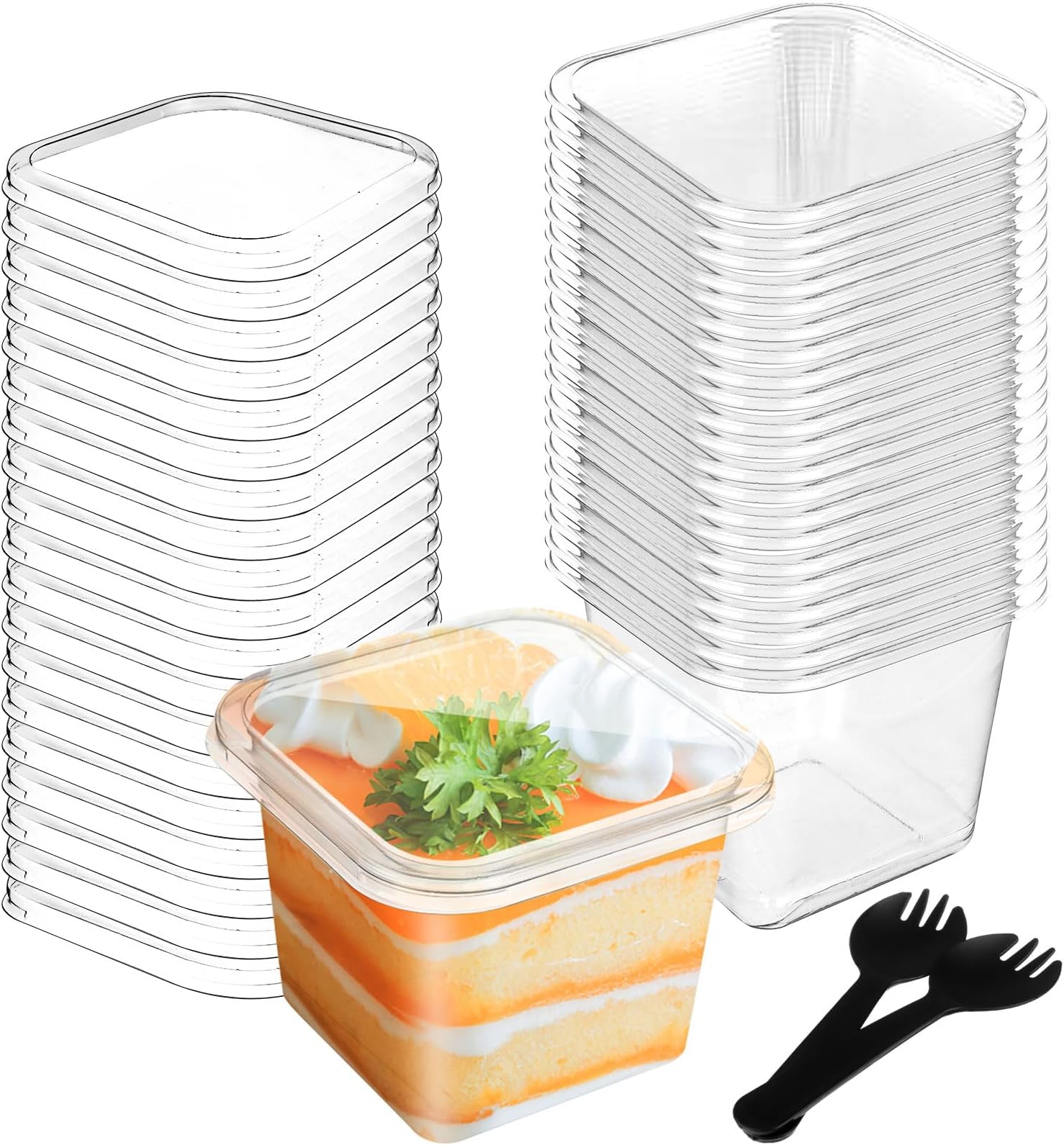 YancLife 50 Pcs Reusable Mini Dessert Cups, 5oz/150ml Plastic Dessert ...