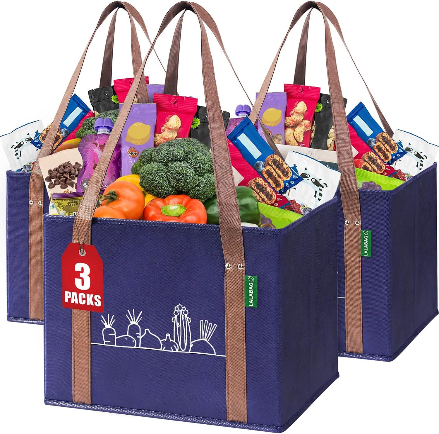 Amazon.com - LALABAG Reusable Grocery Bag (Pack of 3) - Heavy Duty Bags ...