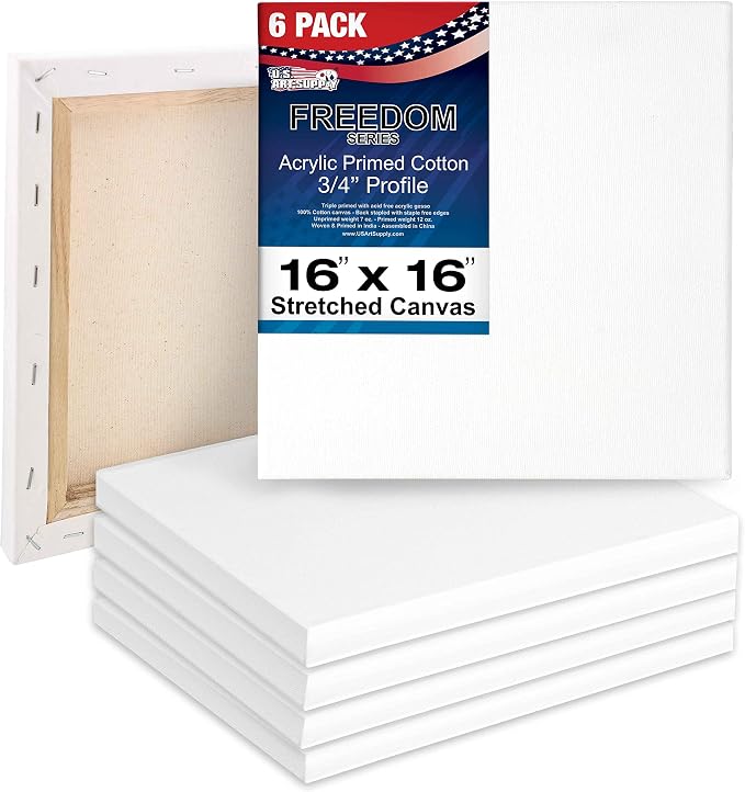Amazon.com: U.S. Art Supply 16 x 16 inch Stretched Canvas for Painting ...