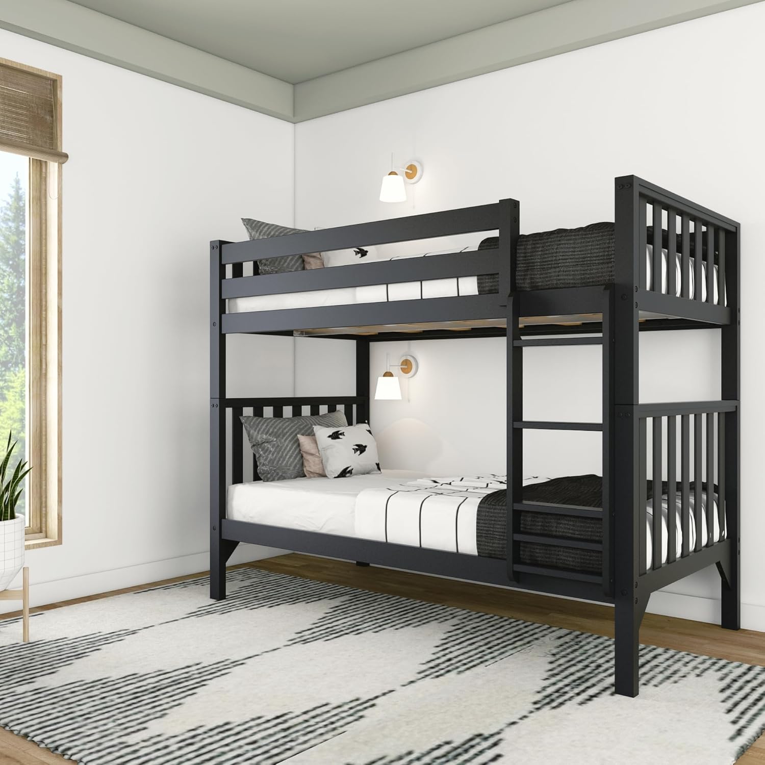 Amazon.com: Max & Lily Bunk Bed, Scandinavian Modern Bunk Bed, Solid ...