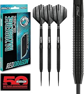 RED DRAGON Razor Edge Black Darts Set – 85% Tungsten Professional Steel ...