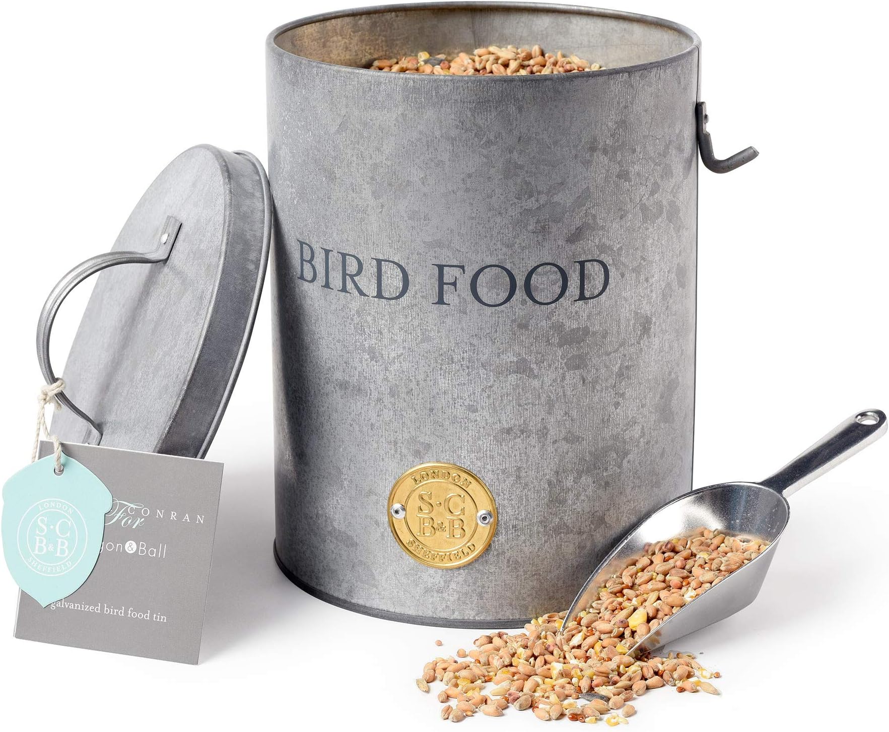 Burgon & Ball Tin Bird Food Storage, 25 cm Height x 18 cm Diameter ...