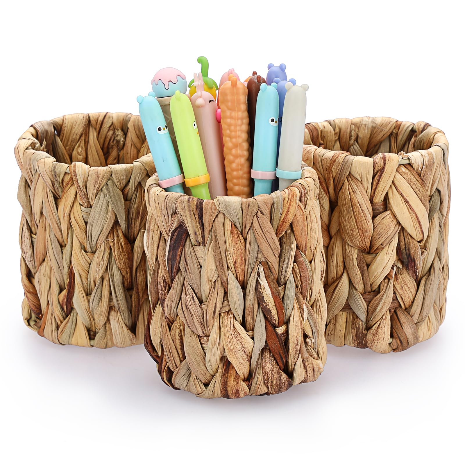 Amazon.com: BTSKY 3 Pack Water Hyacinth Pencil Holder, Handmade Wicker ...