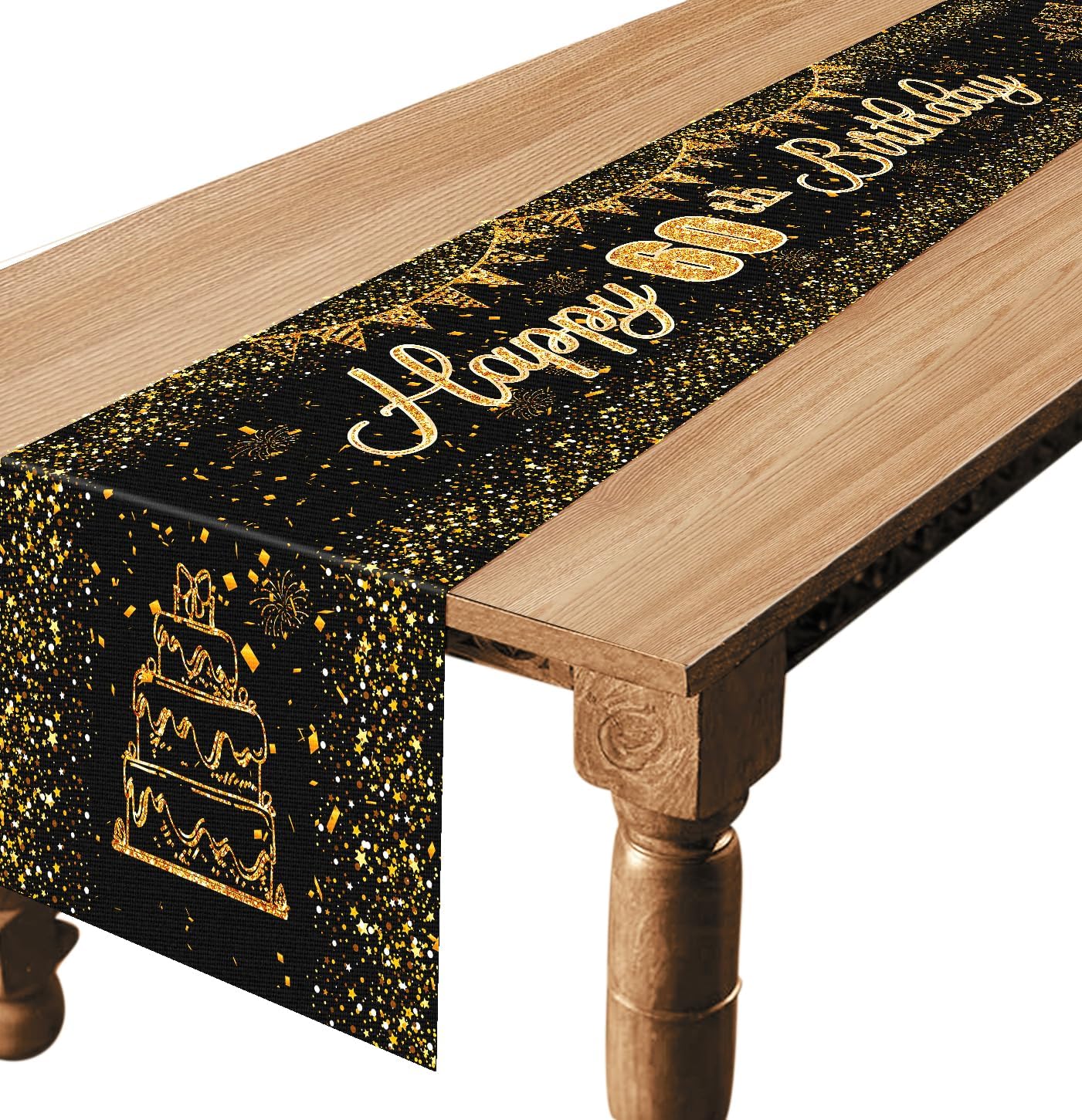 Amazon.com: HEIPINIUYE Happy 60th Birthday Table Runner 13 x 72 Black ...