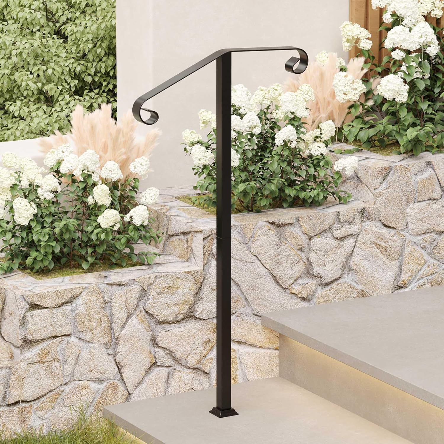 Lovinouse Outdoor Handrails for Steps, Deck Porch Railing Kit, 1 Step ...
