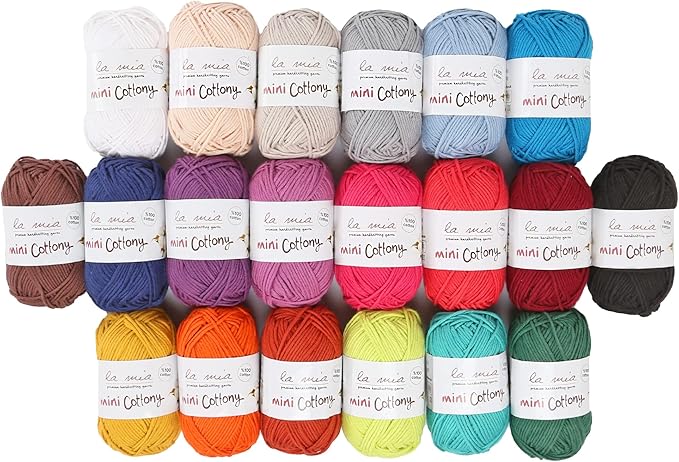 La Mia Mini hilo de algodón de 20 madejas 100% algodón, total de 17.5 ...
