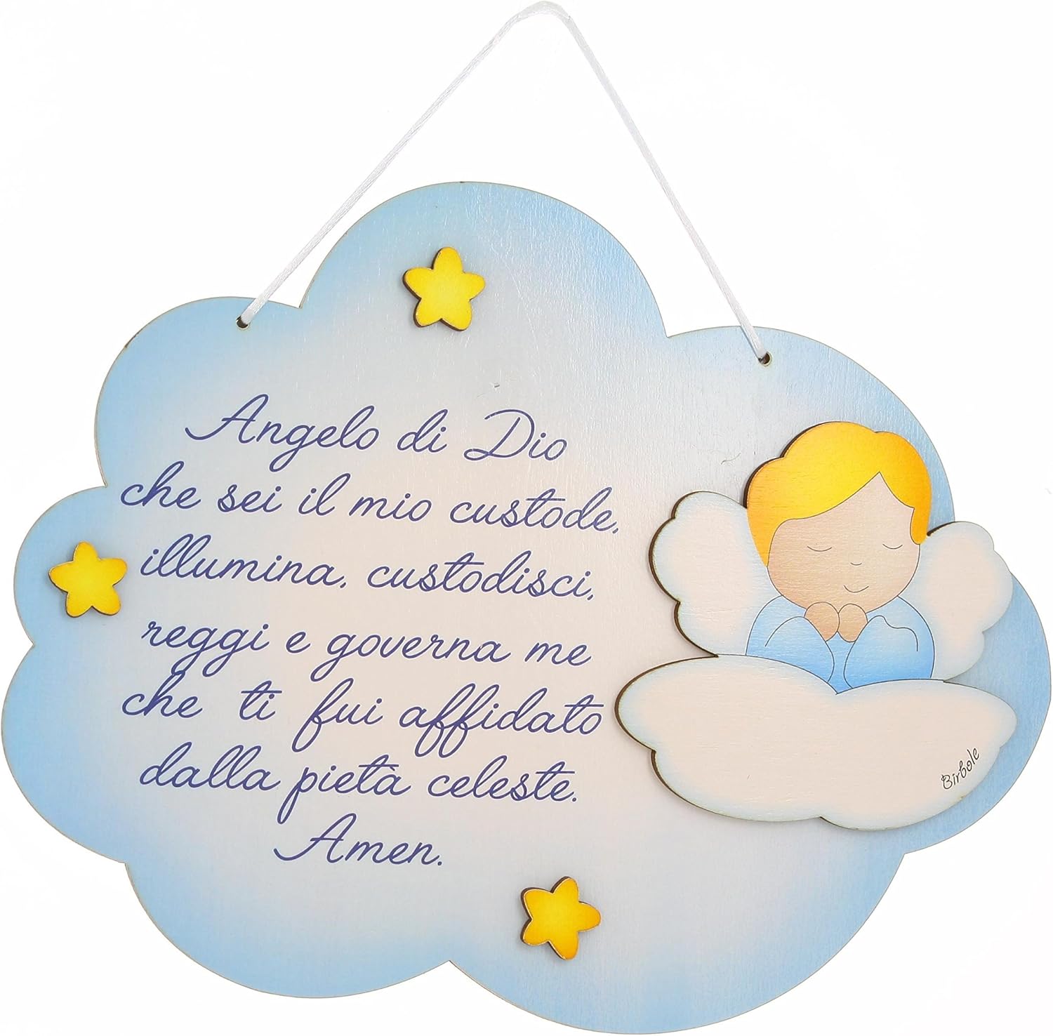 Confettando Set 2 Pezzi NUVOLETTA Celeste Preghiera Angelo di Dio Legno 25X20 : Amazon.it: Casa ...