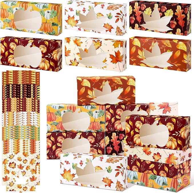 Amazon.com: 36 Pcs Thanksgiving Cookie Boxes with Window 12x5.5x2.5 ...