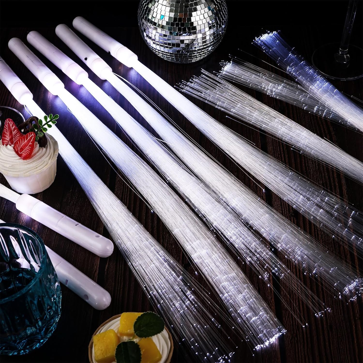 Snapklik.com : 36 Pack White Fiber Optic Wands 20.3 Inch Long Sparklers ...