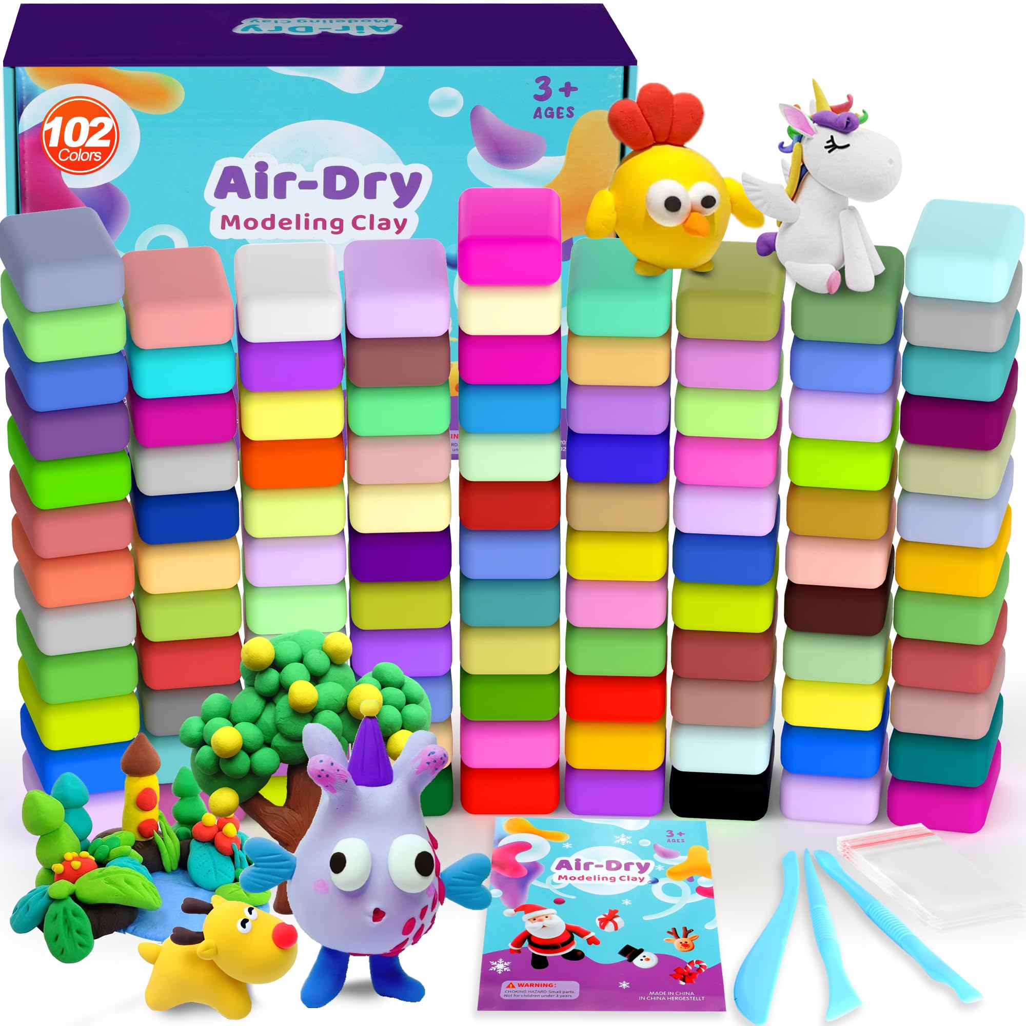 Amazon.com: Air Dry Clay 102 Colors, Modeling Clay for Kids,DIY Model ...