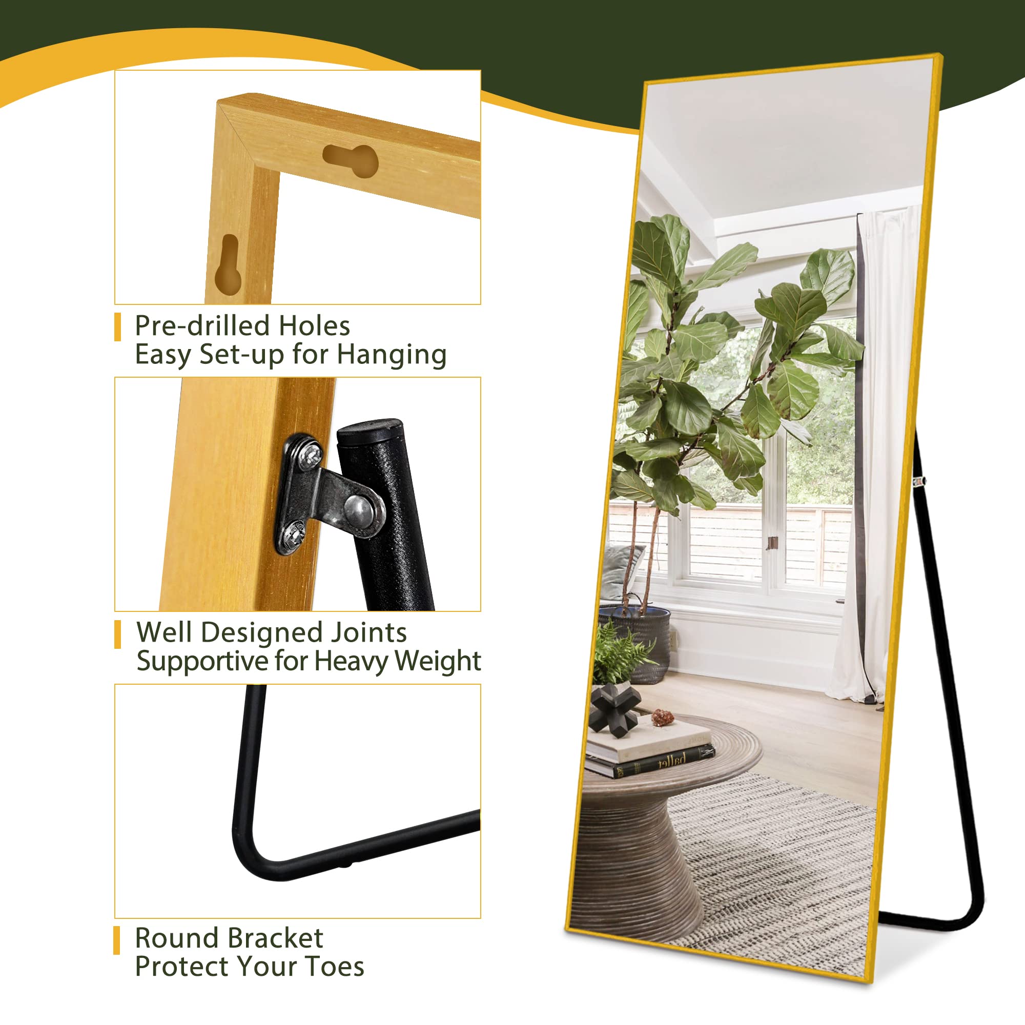 Snapklik.com : NicBex Full Length Mirror, 59x20 Aluminum Alloy Frame ...