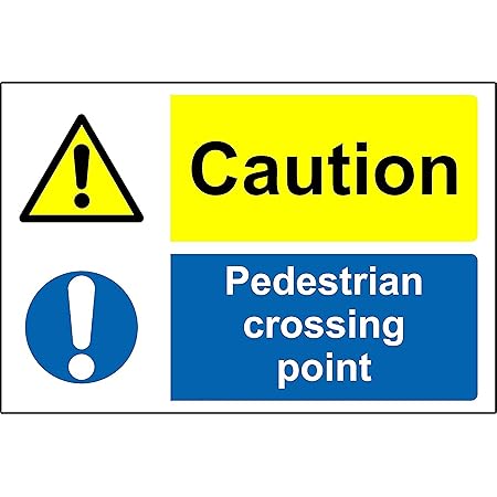 Caution pedestrian crossing point Safety sign - 3mm Aluminium sign ...