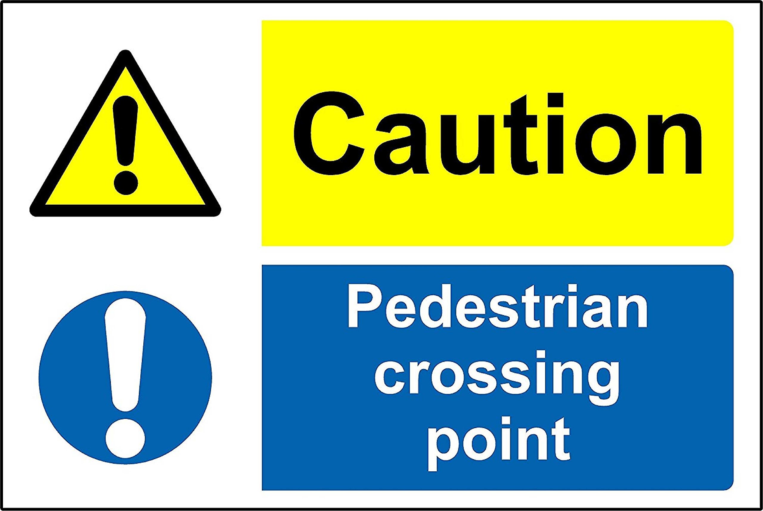 Caution pedestrian crossing point Safety sign - 3mm Aluminium sign ...