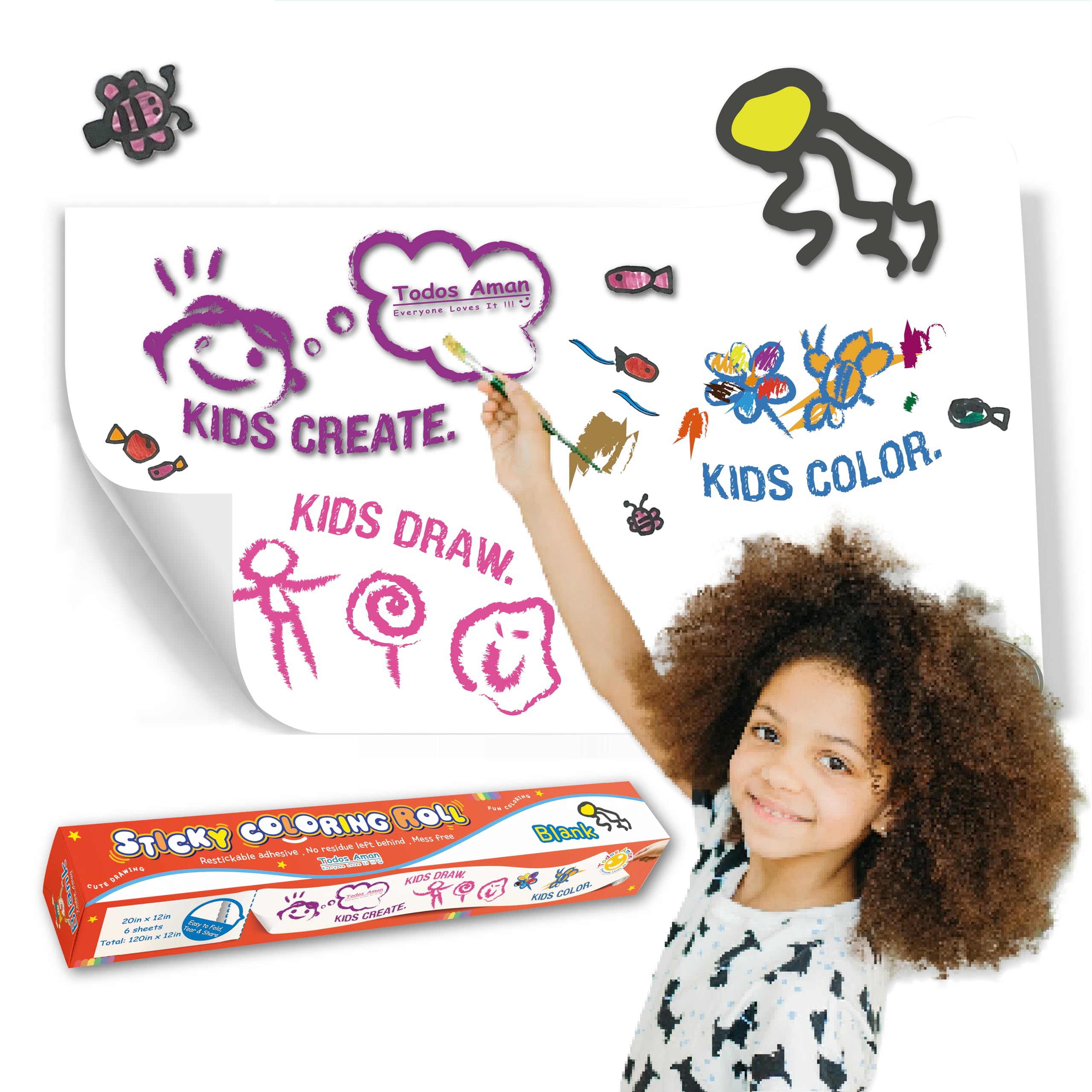 Amazon.com: Todos Aman DIY No Mess Restickable Sticky Coloring Drawing ...