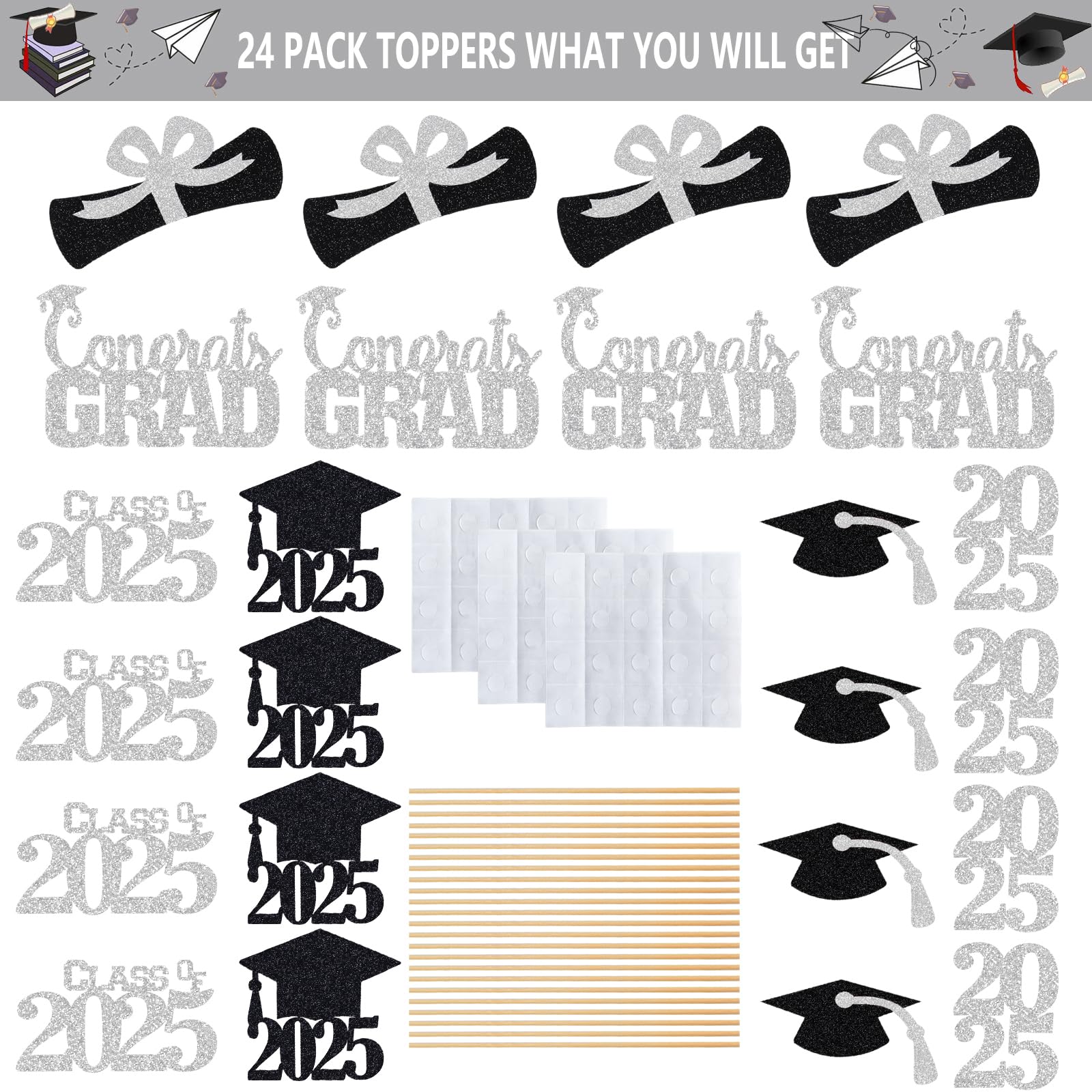 2025 Graduation Toppers Laumoi Class Of 2025 Graduation Cupcake Toppers ...