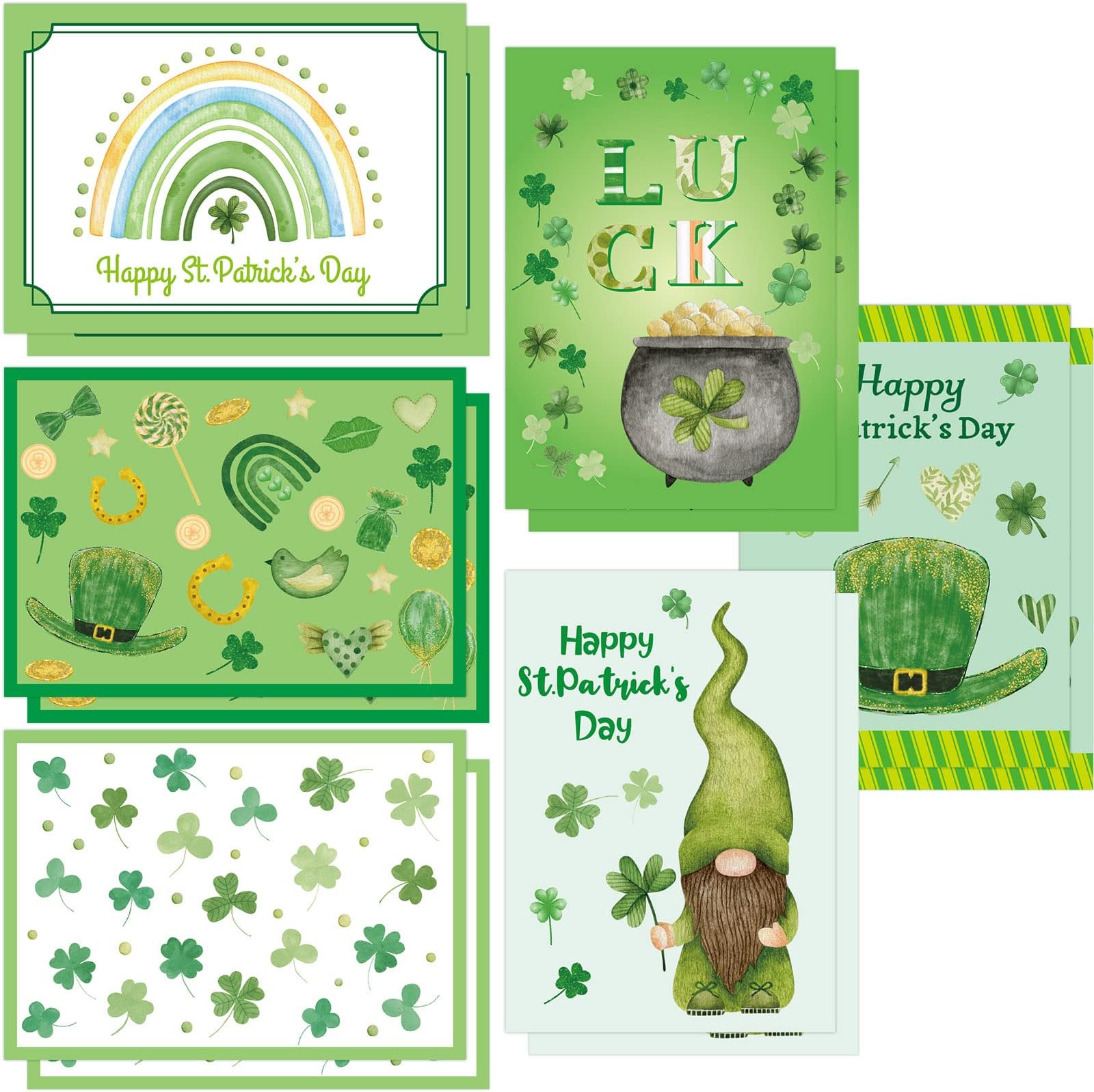 Amazon.com : ceiba tree Happy St. Patrick's Day Cards 12 Pack Assorted ...