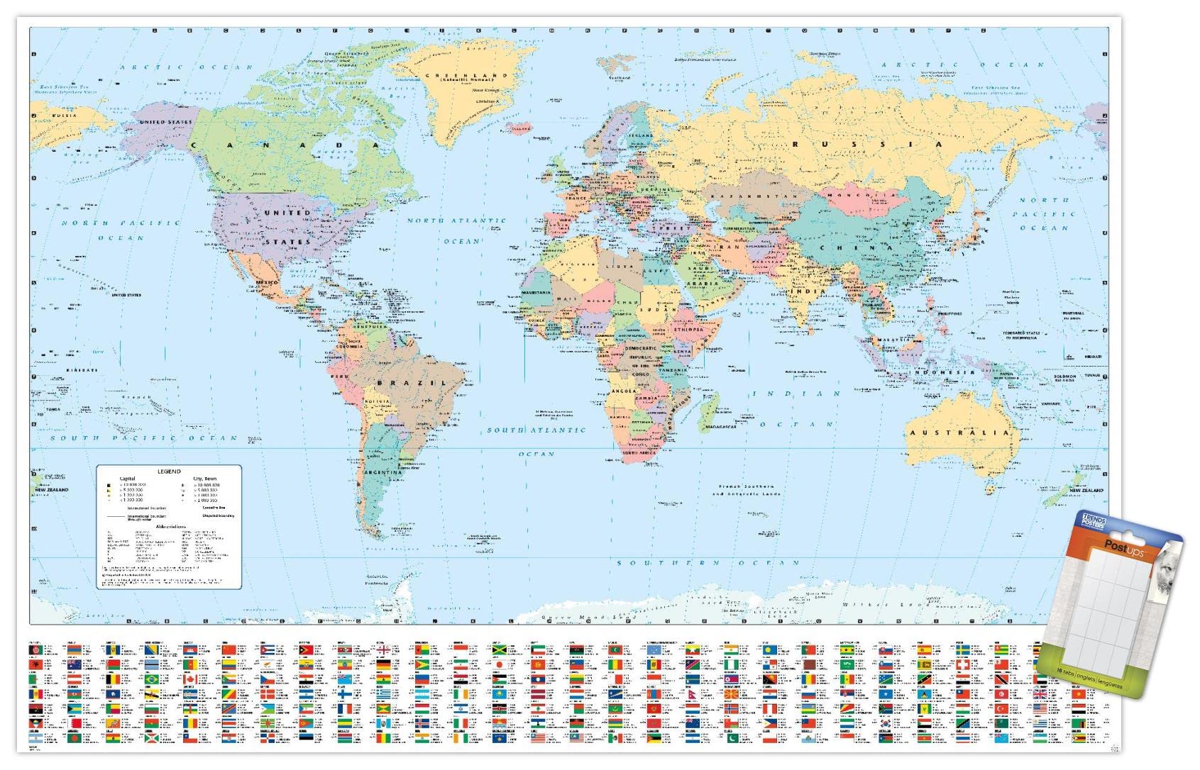 Amazon.com: Trends International World Map 2023 Wall Poster, 22.375" x ...