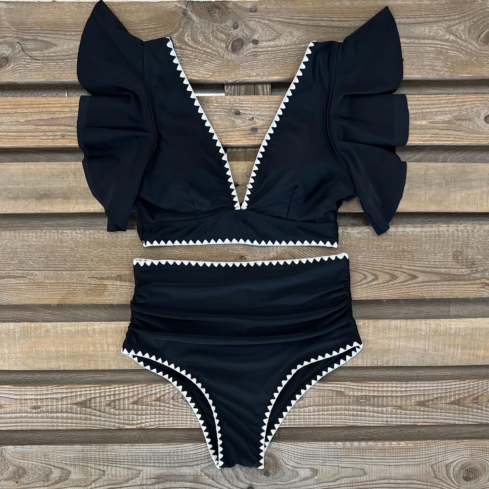 Snapklik.com : SPORLIKE Women Ruffle High Waist Swimsuit Two Pieces ...