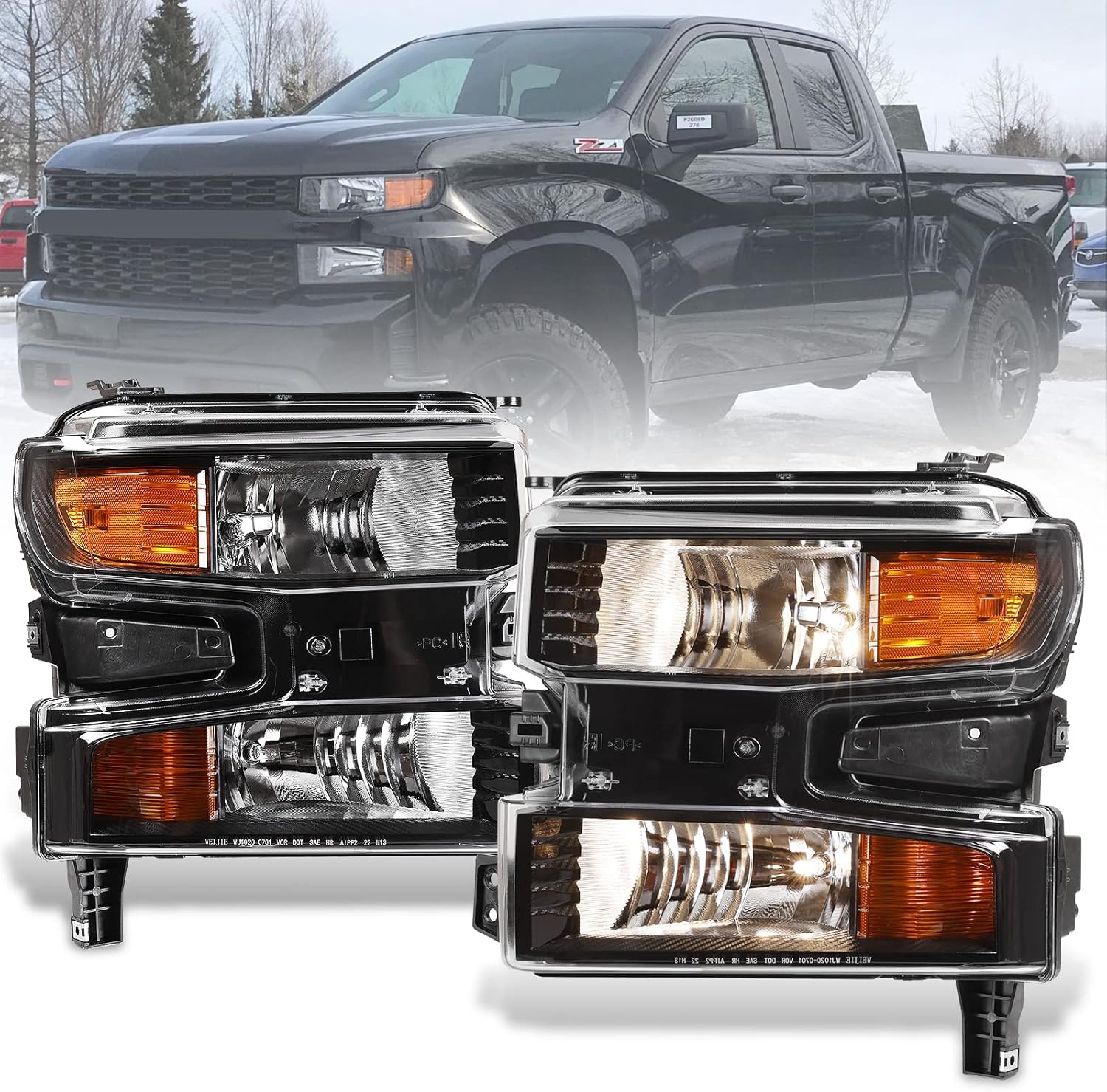 AUTOWIKI Halogen Headlights Assembly for [2019 2020 2021 Chevy ...