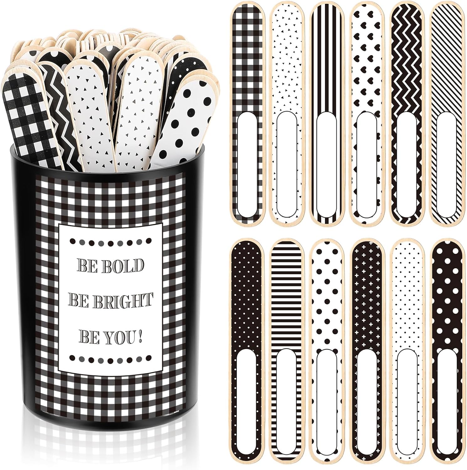 Amazon.com: Motipuns 121 Pcs Black and White Flip Name Sticks with ...