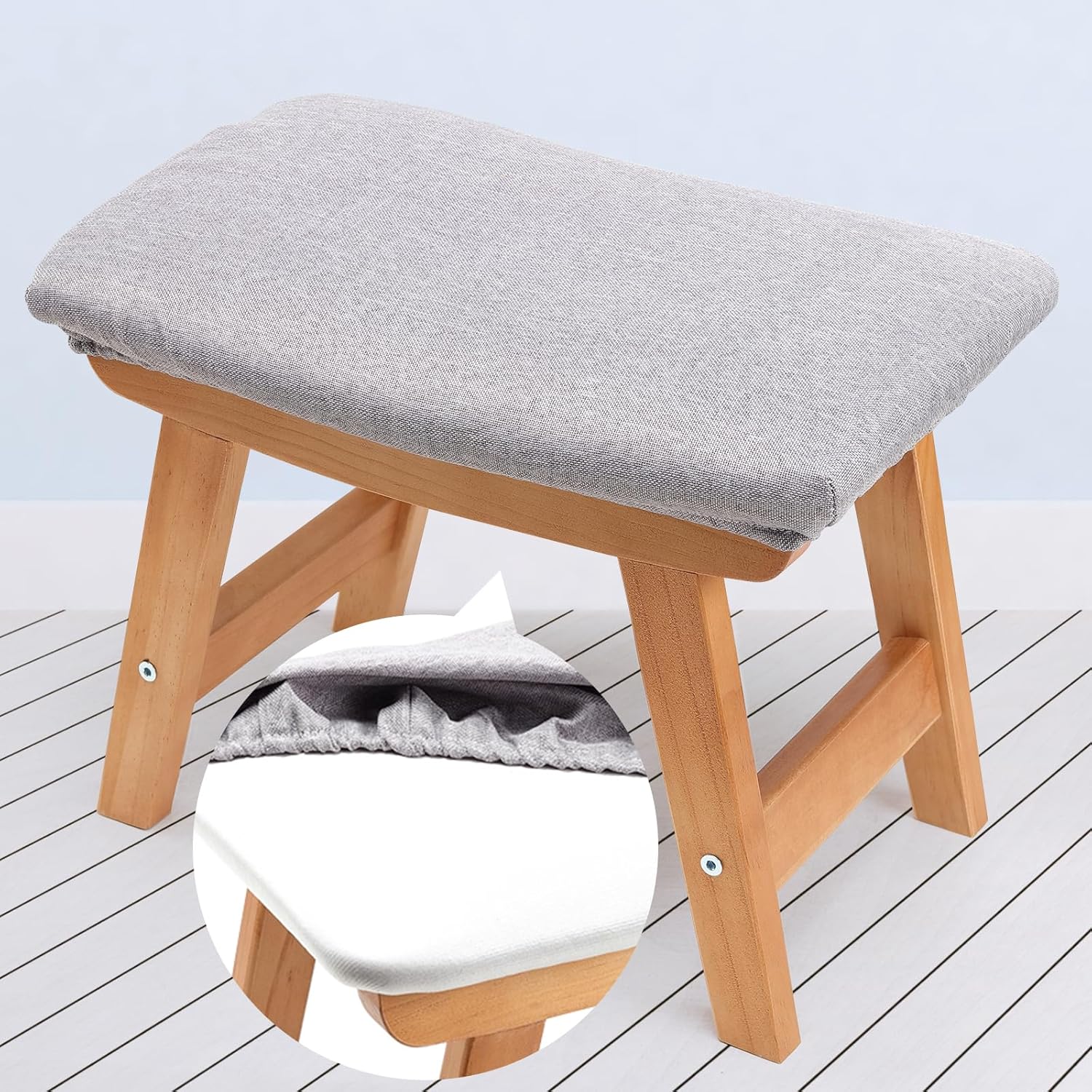 Amazon.com: Hakkensuru Small Foot Stool Wooden Step Stool with Soft ...