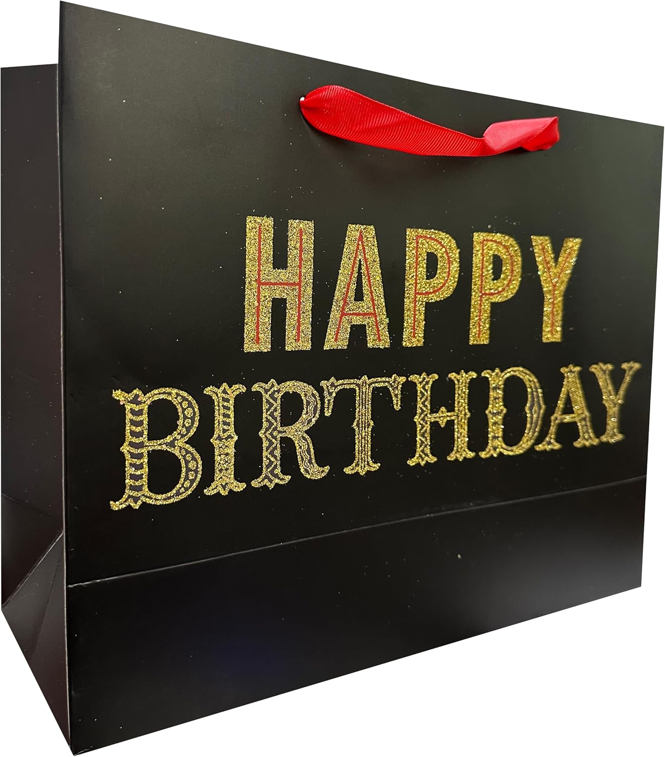 Amazon.com: 13" Large Black Gift Bag Set with Greeting Card and Tissue ...