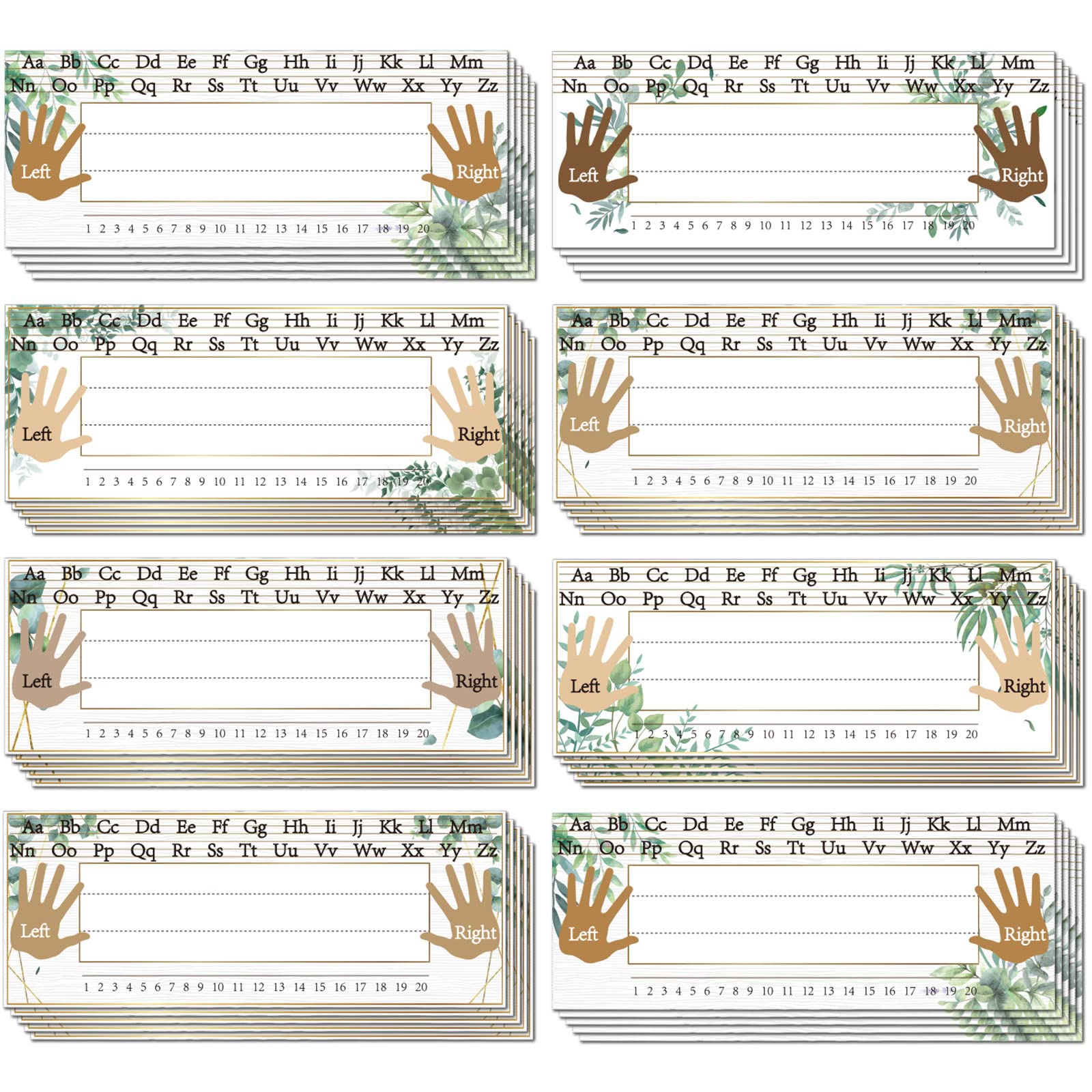 Amazon.com: 72pcs Eucalyptus Flat Name Plates with Alphabet Number ...