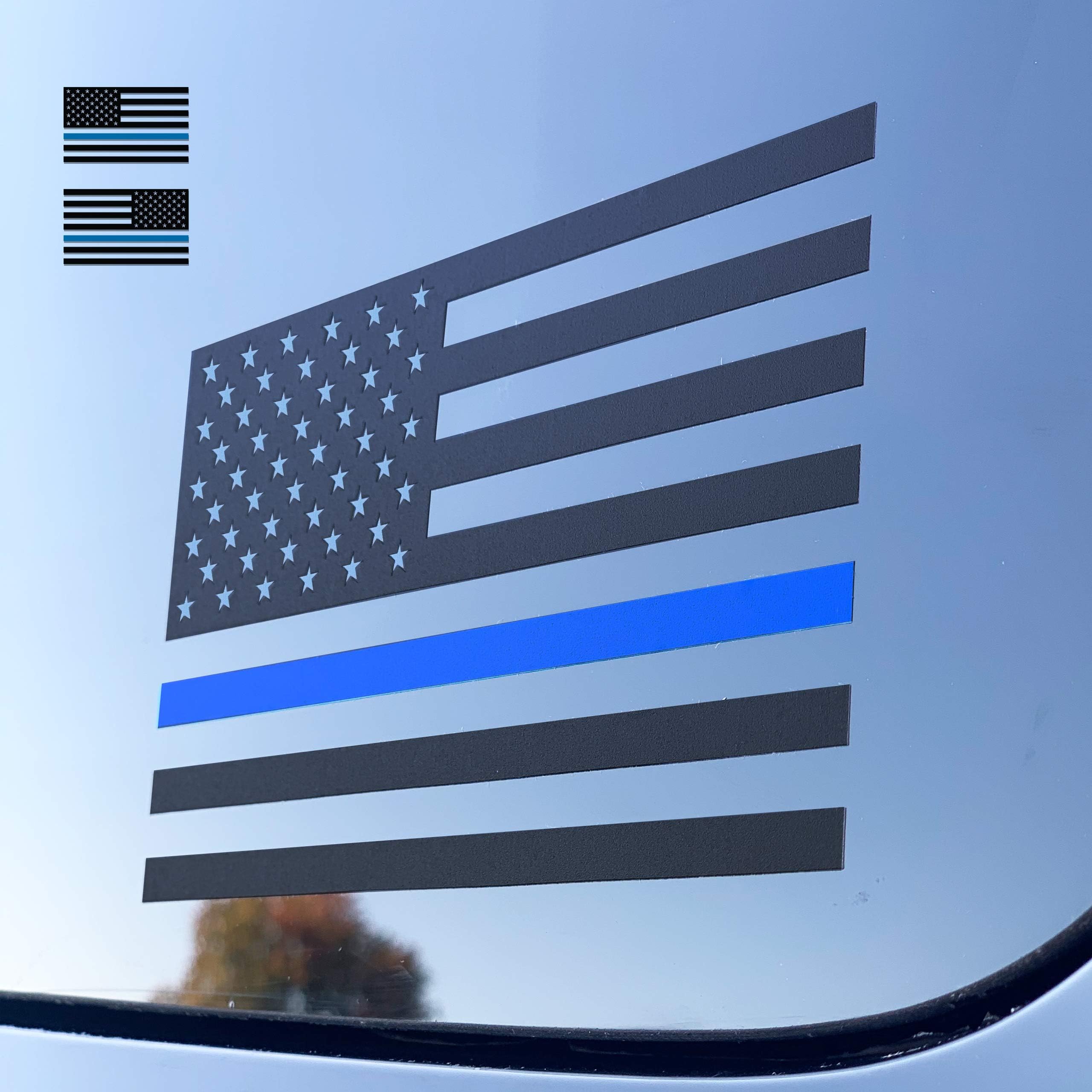 Amazon.com - THE WAVY FLAG Thin Blue Line Flag Decal Blue Lives Matter ...