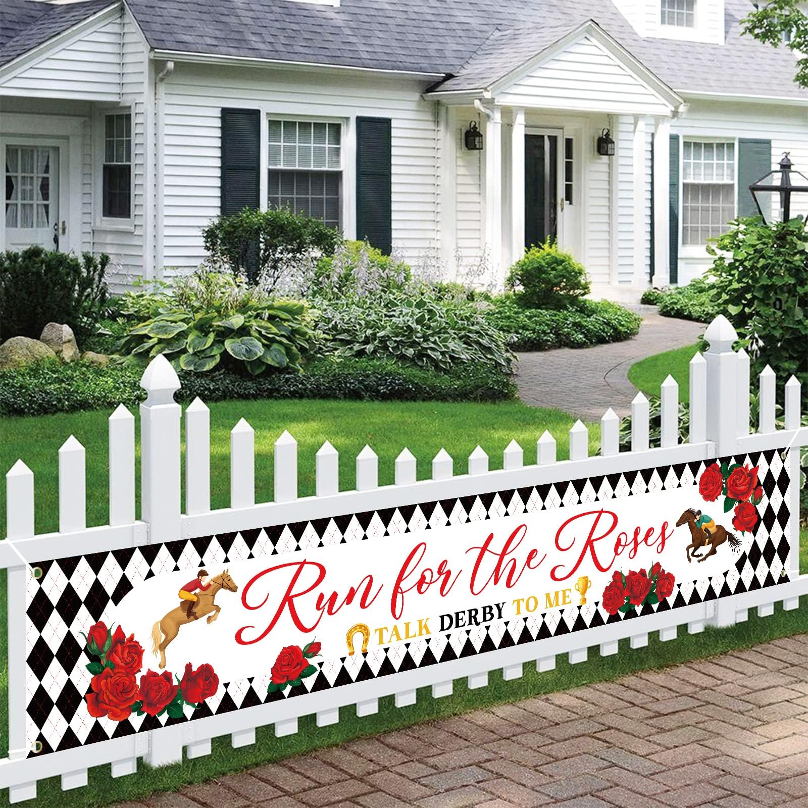 Amazon.com: Kentucky horse derby banner backdrop party supplies horse ...
