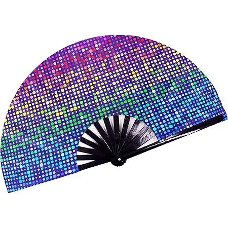 Amazon.com: Zolee Large Rave Folding Hand Fan with Bamboo Ribs for Men ...