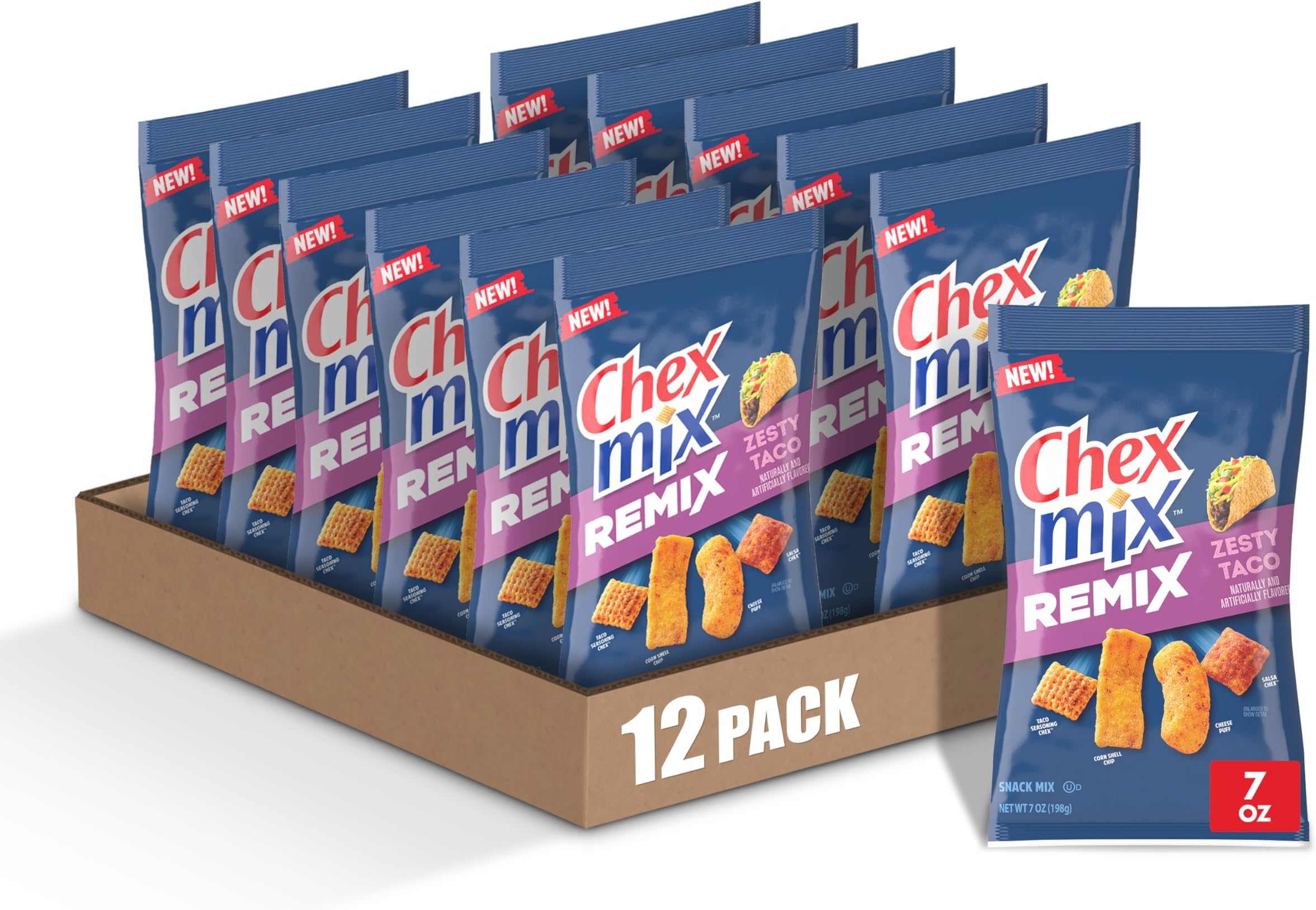 Amazon.com: Chex Mix Zesty Taco Snack Mix, 7 OZ (Pack of 12)