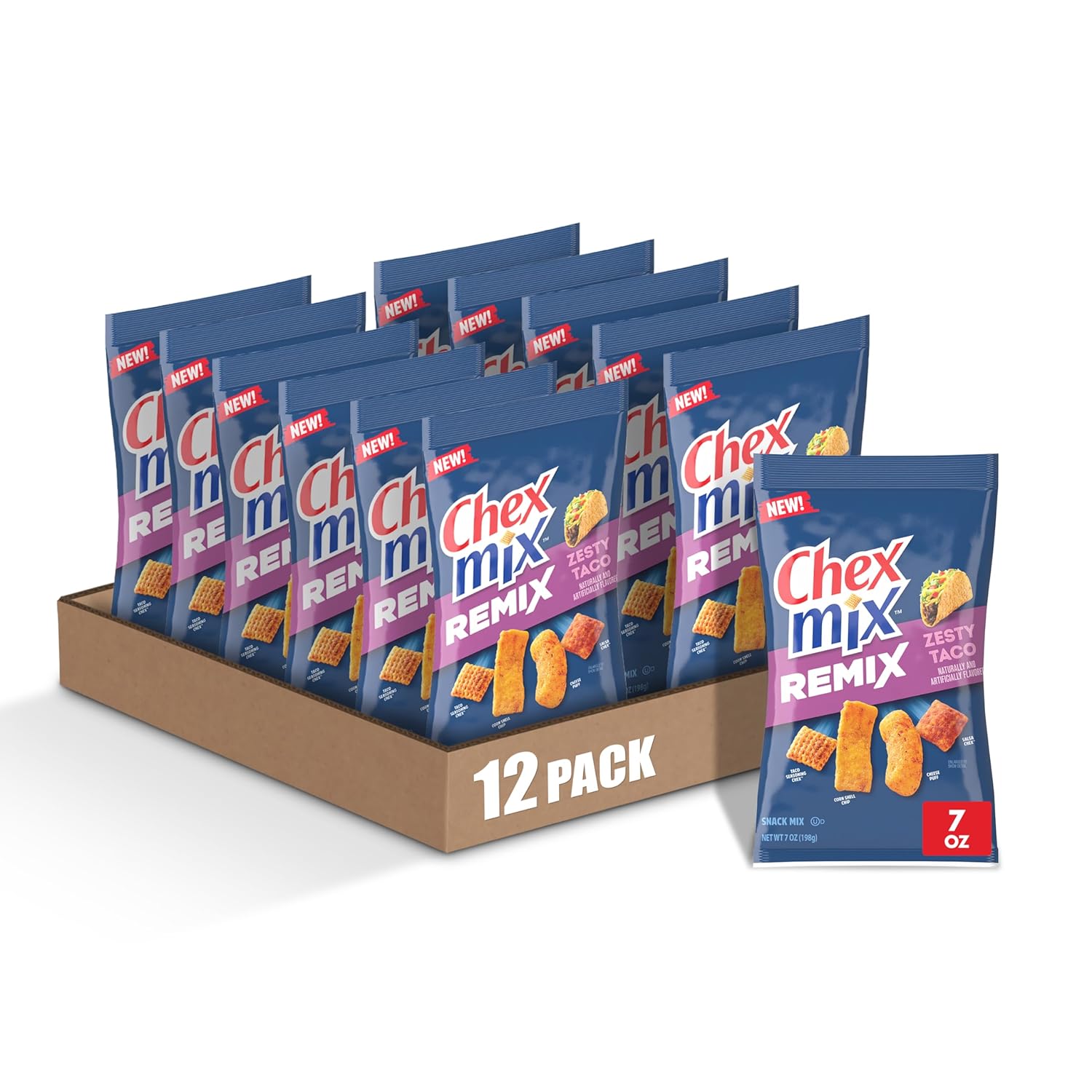 Amazon.com: Chex Mix Snack Mix, Remix Zesty Taco, Savory Snack Bag, 7 ...